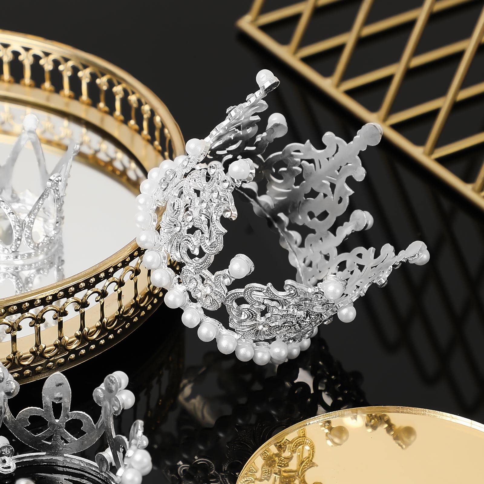 Snapklik.com : 6 Pcs Crown Cake Topper Artificial Pearl Rhinestone ...