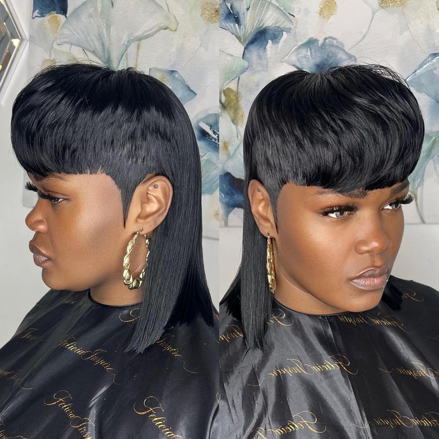 Amazon.com : PurpleSexy 10A Mullet Human Hair Wigs 12inch Mullet Pixie ...