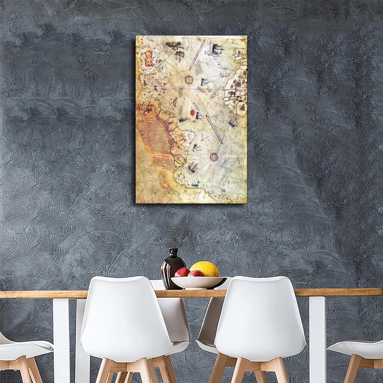 Lienzo de mapa antiguo, póster de mapa, arte de mapa vintage, arte de ...