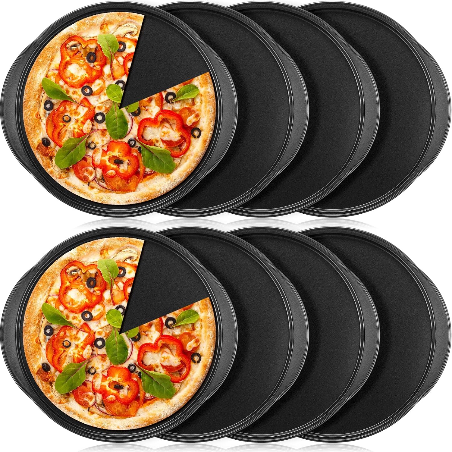 Amazon.com: Skylety 8 Pieces Pizza Pans with Handles 14 Inch Round ...
