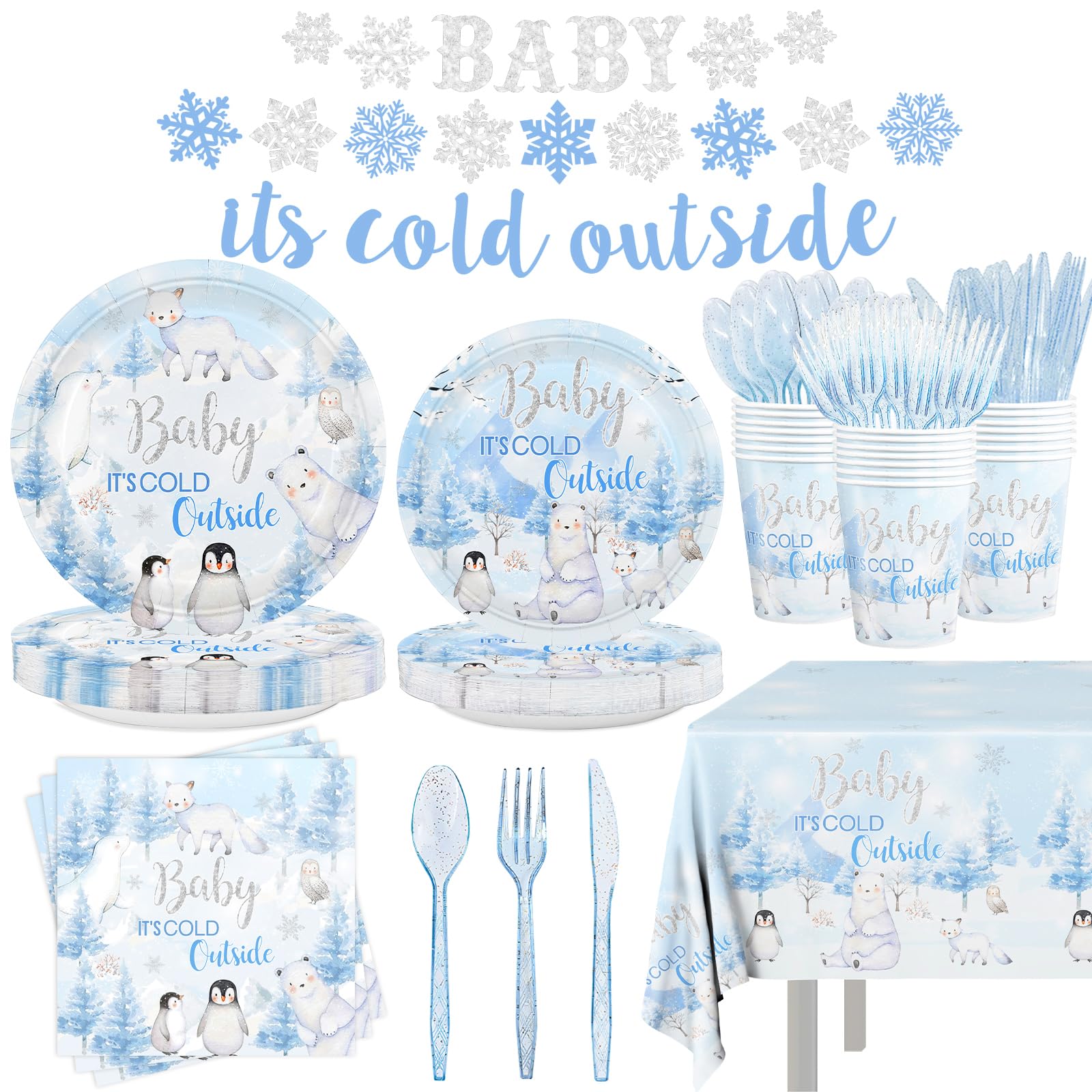 Amazon.com: 170pcs Baby It's Cold Outside Baby Shower Decorations ...