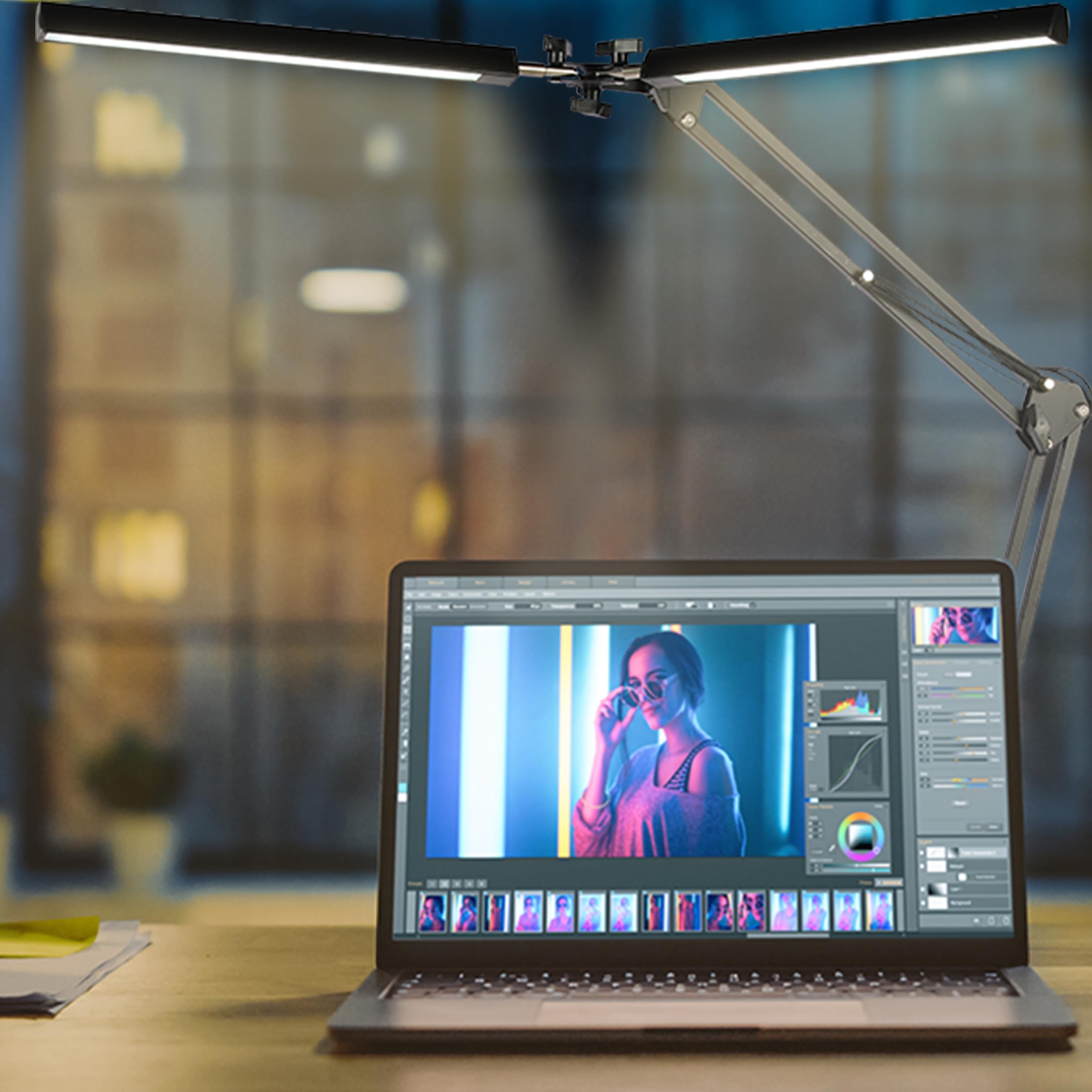 TEKLED Adjustable Long Arm LED Desk Lamp with Clamp | 3 CCT Stepless ...