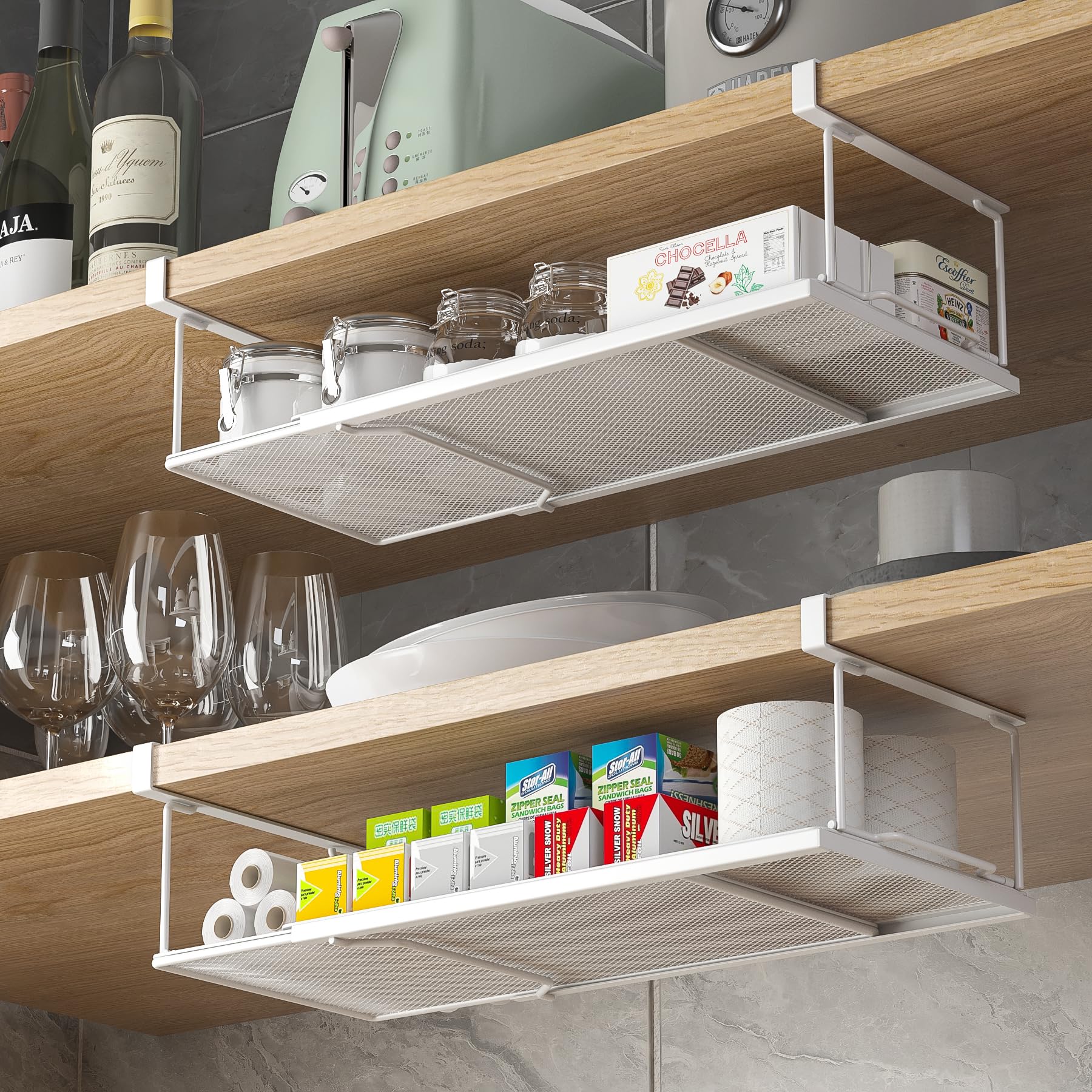 Amazon.com: YOLOPARK Under Shelf Organizer, Extendable Under Shelf ...