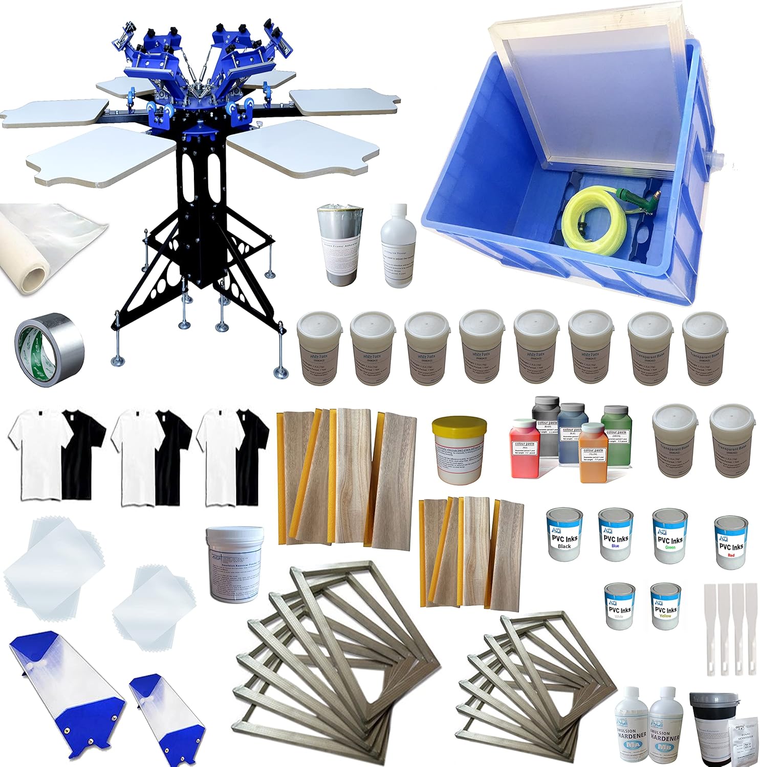 Amazon.com: INTSUPERMAI 6 Color 6 Station Screen Printing Kit with T ...