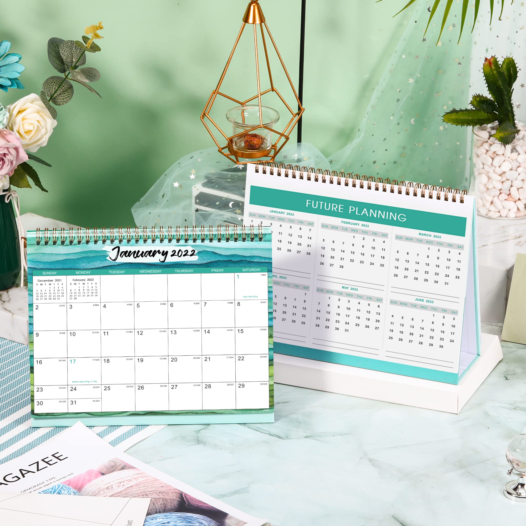 2022 Desk Calendar - Standing Flip 2022 Desktop Calendar with Thick ...