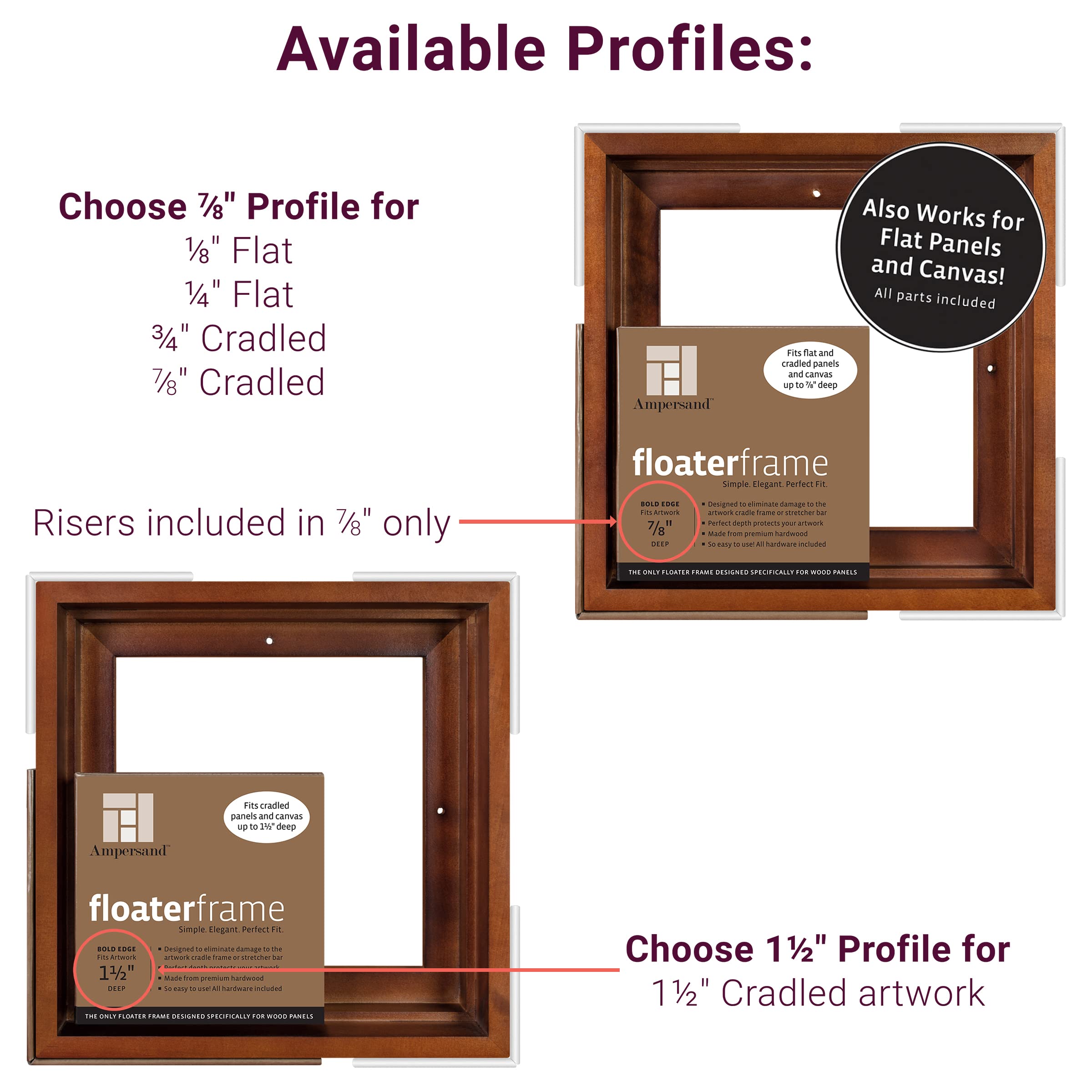 Snapklik.com : Ampersand Art Supply Floaterframe Readymade Frame For Flat And 7/8" Deep Wood ...