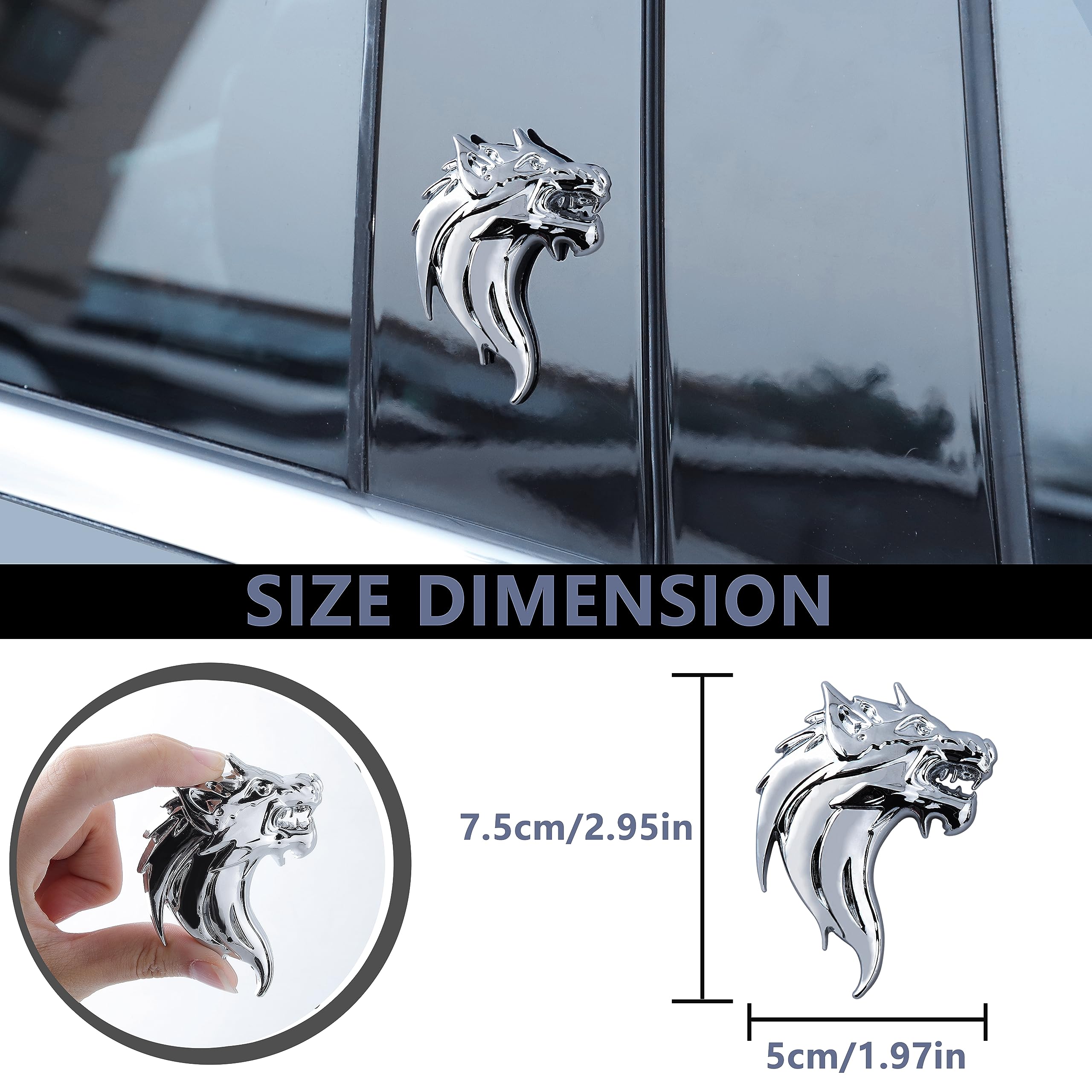 Removable Automotive Badge GRADENEVE 2-Pack Wolf Metal Car Badges ...