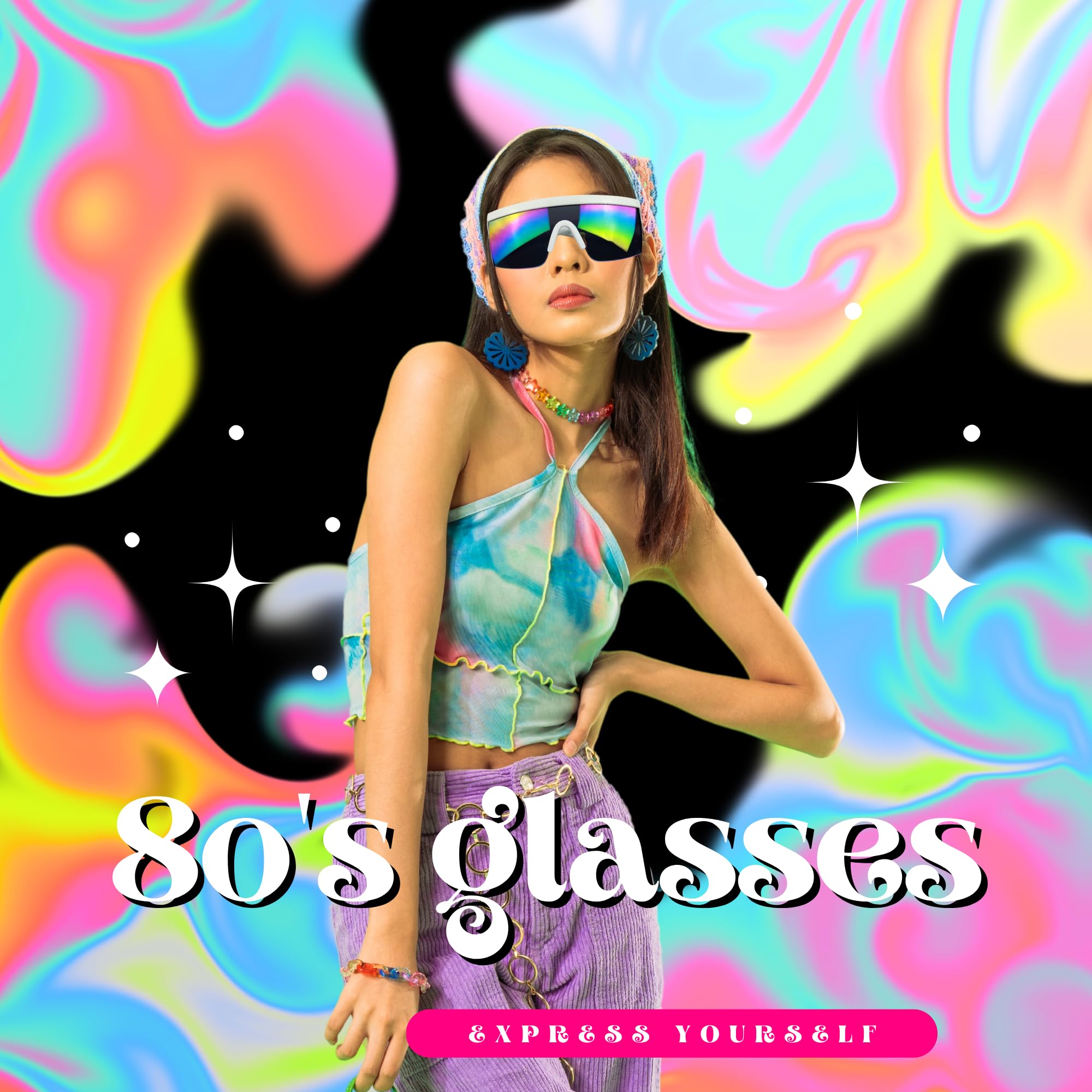 Snapklik.com : ShadyVEU Semi Rimless Neon Rainbow Sunglasses Mirrored ...