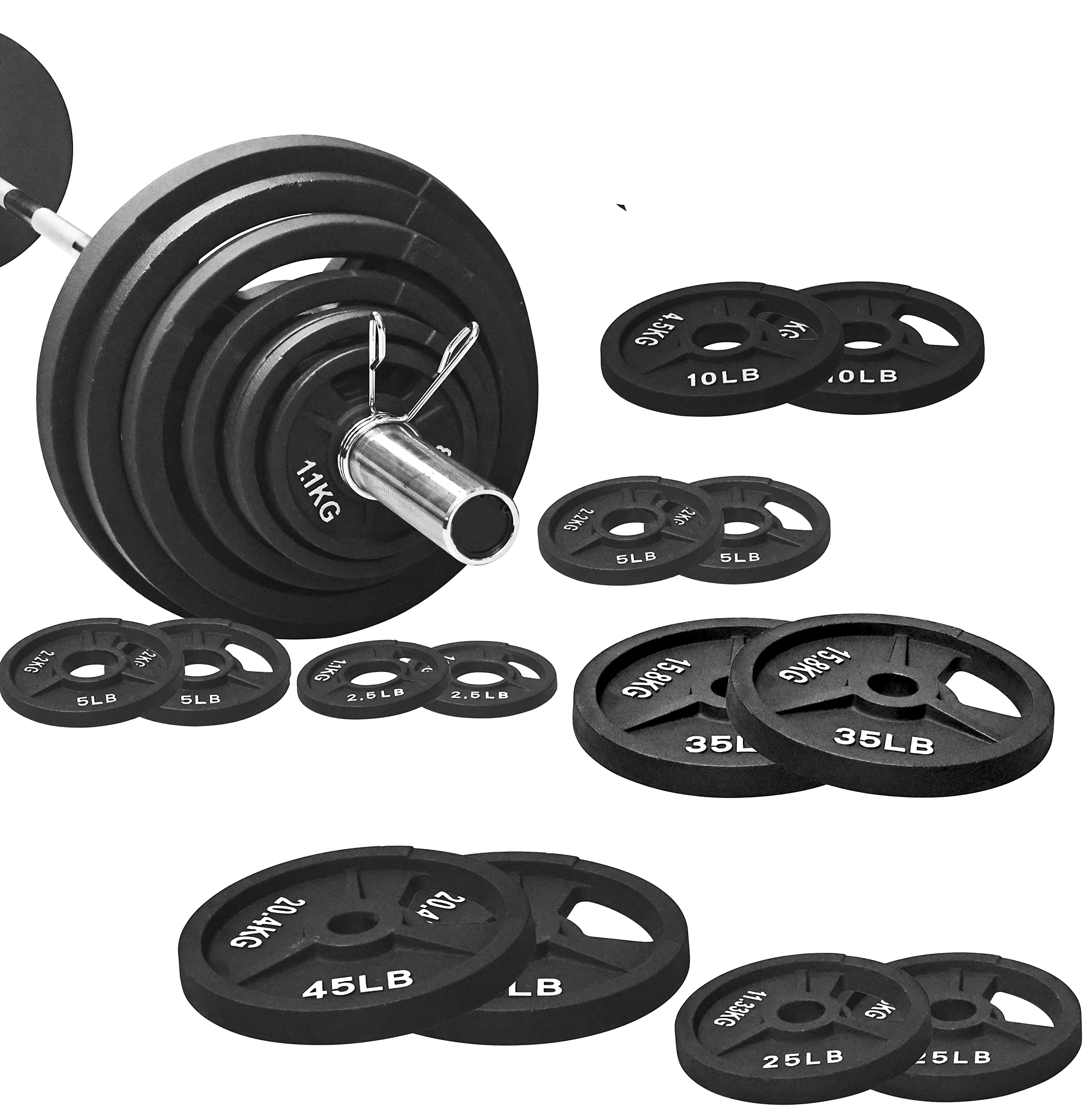 2 Inch Olympic Weight Plates Signature Fitness 130-Pound Olympic Weight ...