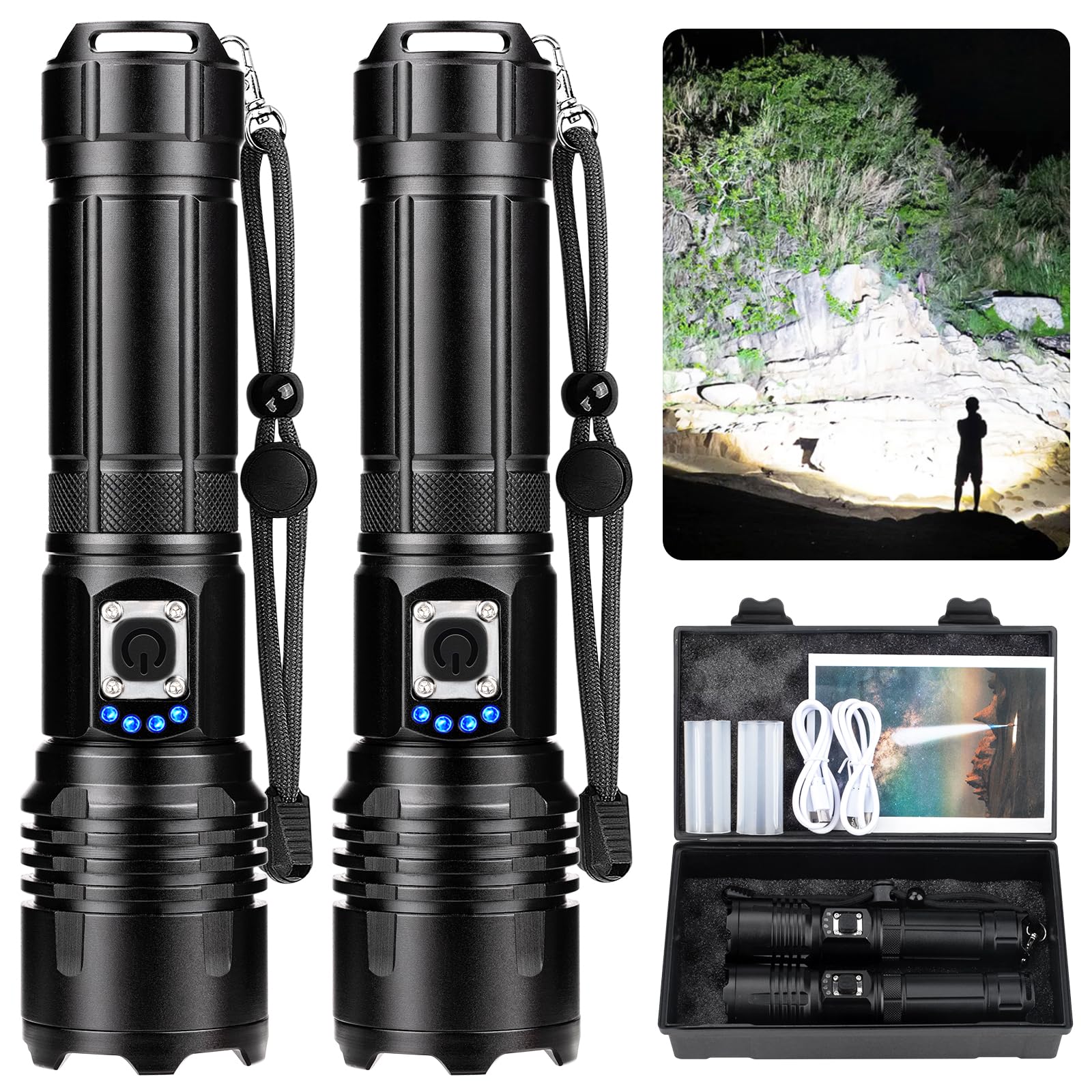 Alicegirl Flashlights High Lumens Rechargeable 2 Pack, 990000 Lumen ...