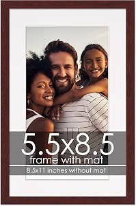 Amazon.com - 5.5x8.5 Frame (Letter Size) Frame with Mat - Brown 8.5x11 ...