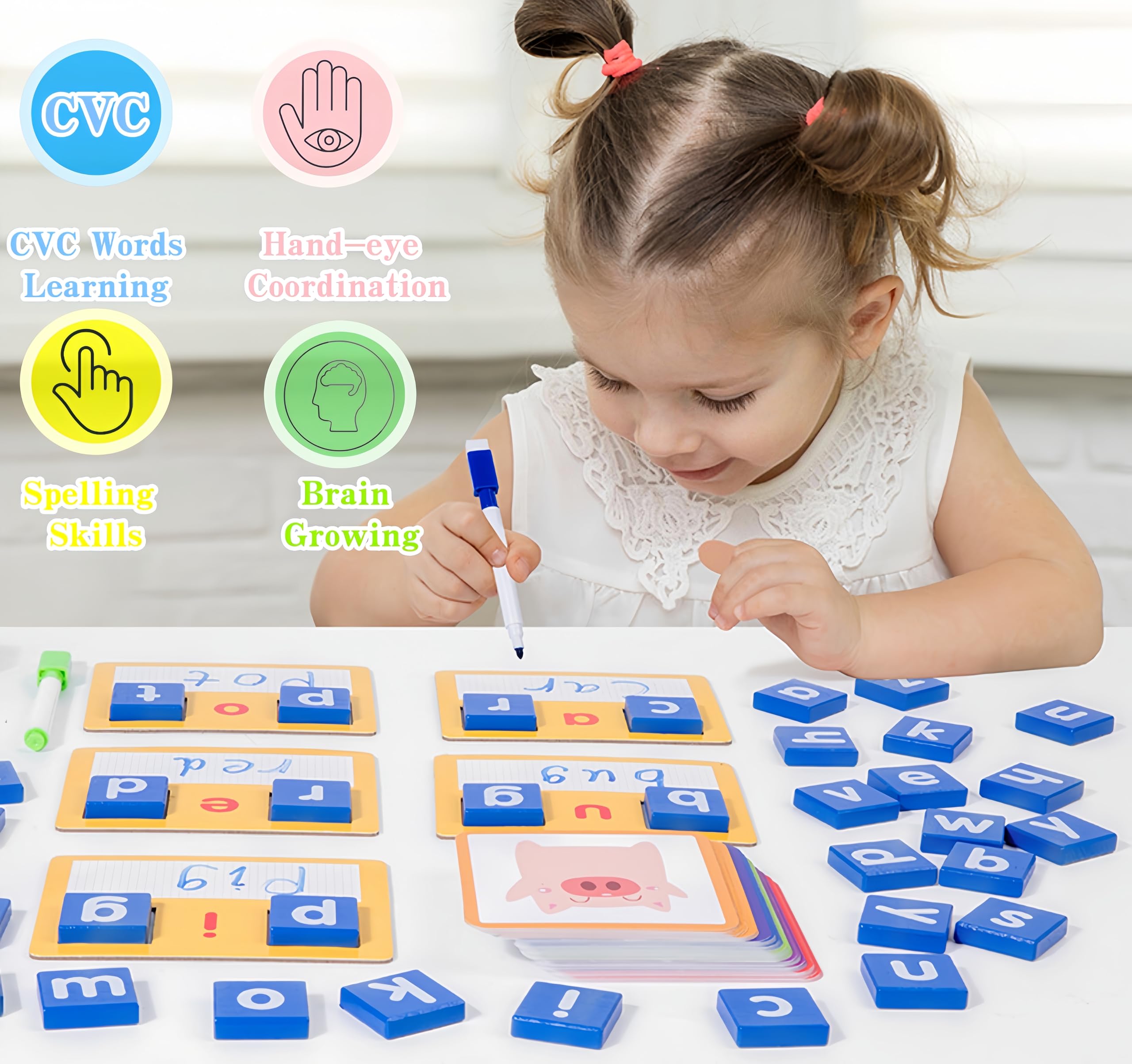 Sight Word Games Wooden Reading Letters CVC Word Spelling Games Short ...
