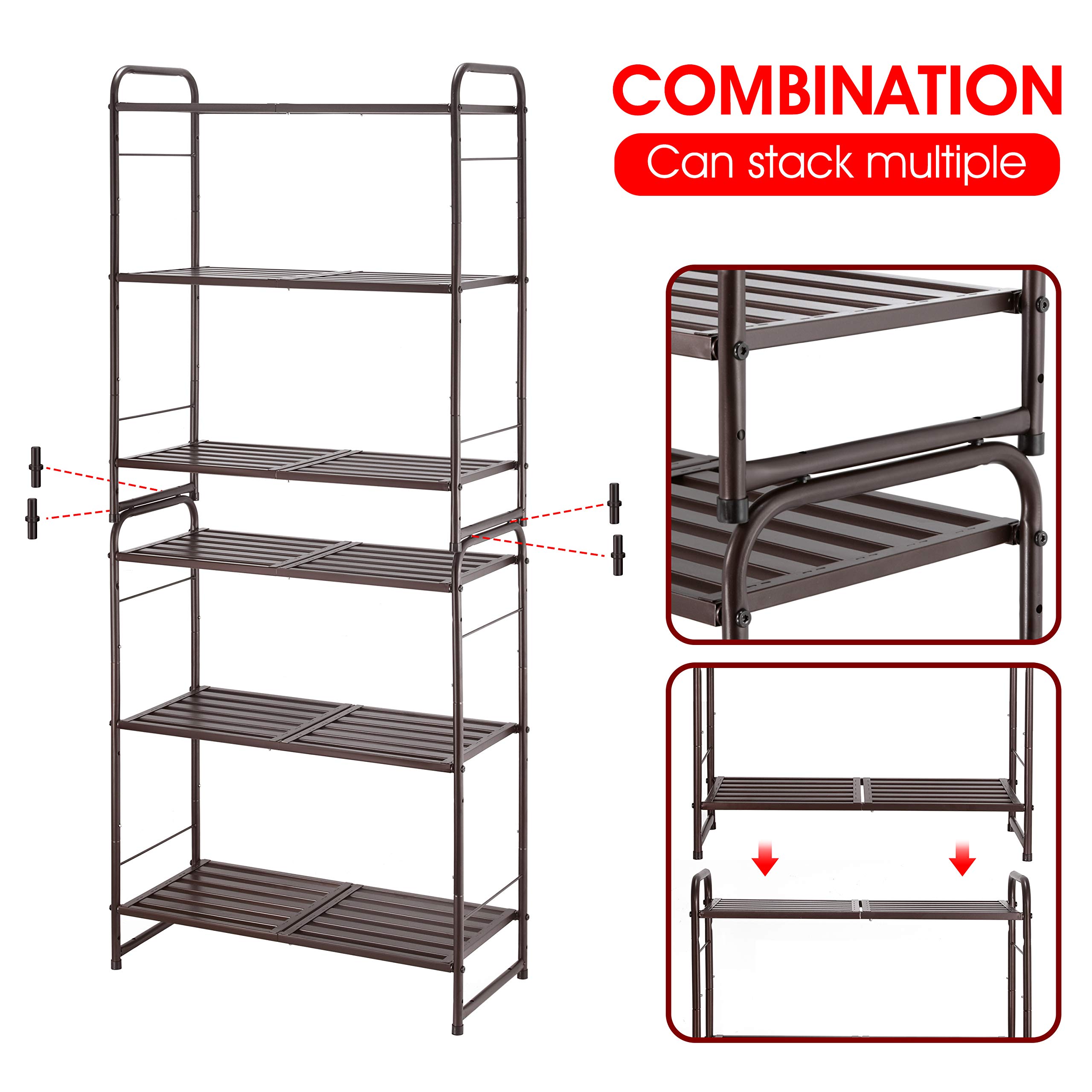 Simple Trending 3-Tier Stackable Shelving Unit Storage Rack, Expandable ...