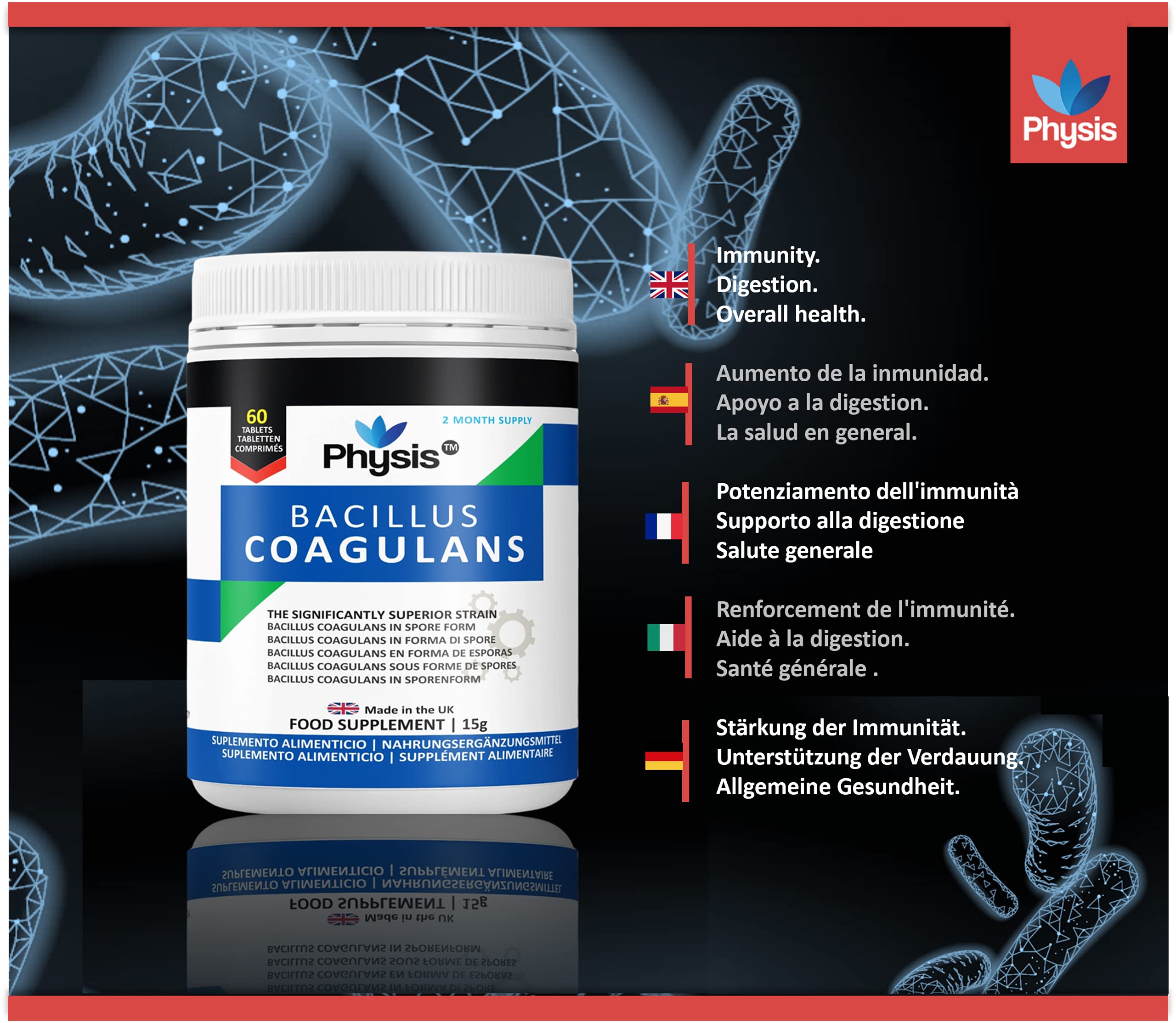 Physis Bacillus Coagulans Probiotics | 60 Tablets - 2 Month Supply ...