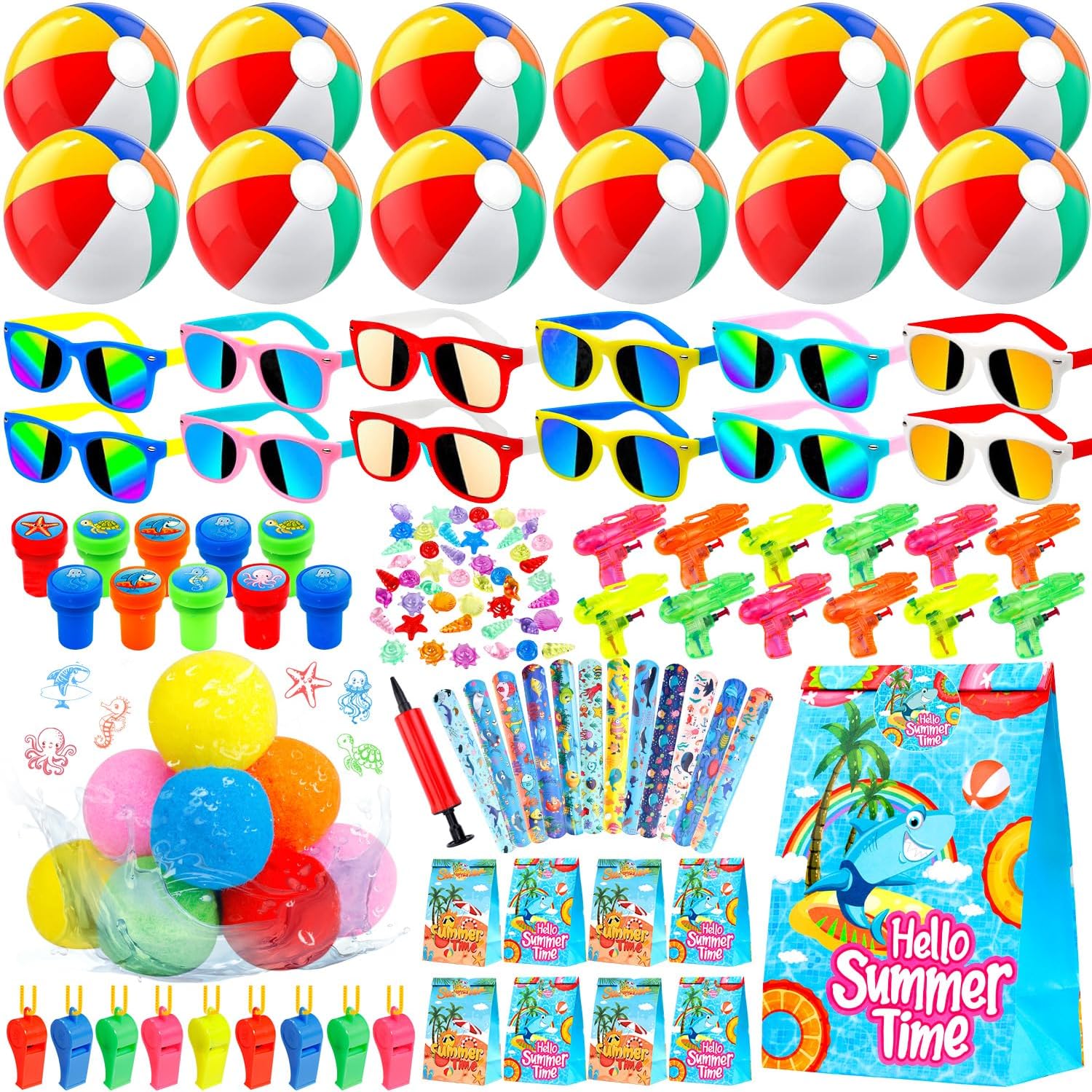 Amazon.com: QAUYETM Pool Party Favors and Beach Party Favors, 132PCs ...