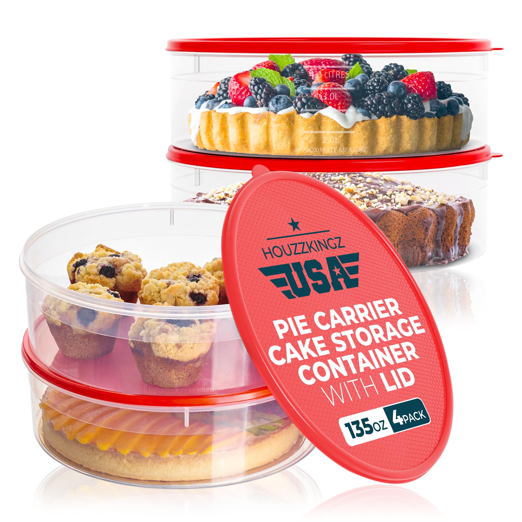 Snapklik.com : 4 Pack Pie Carrier Cake Storage Container