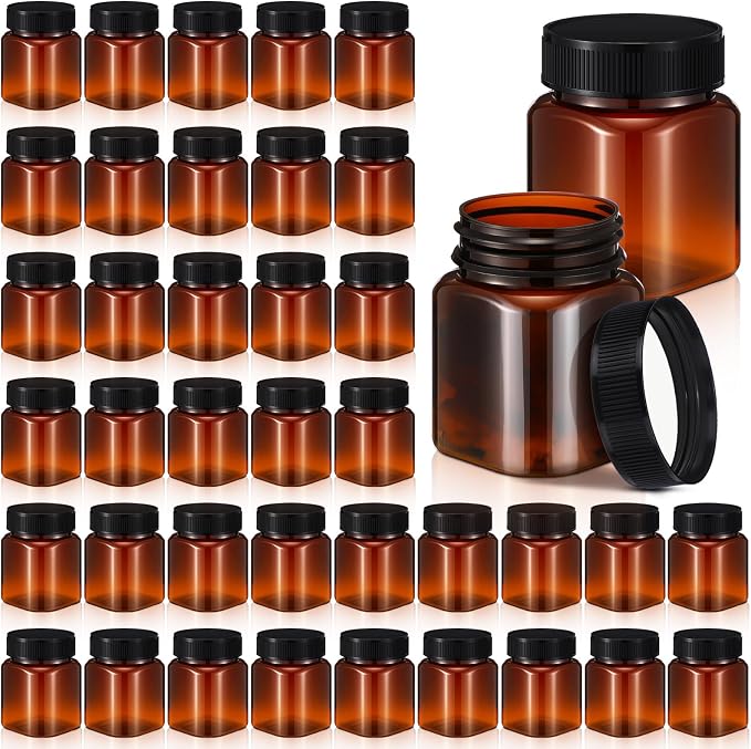Amazon.com: Tanlade 40 Pcs Amber Plastic Jars with Lids Round Cosmetic ...
