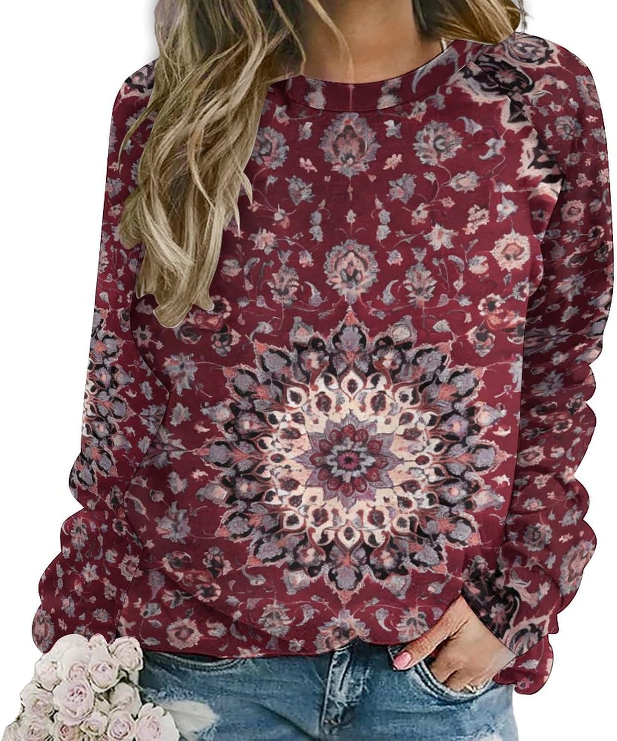 Amazon.com: Boho Tshirts Shirts for Women Graphic Casual Loose Long ...