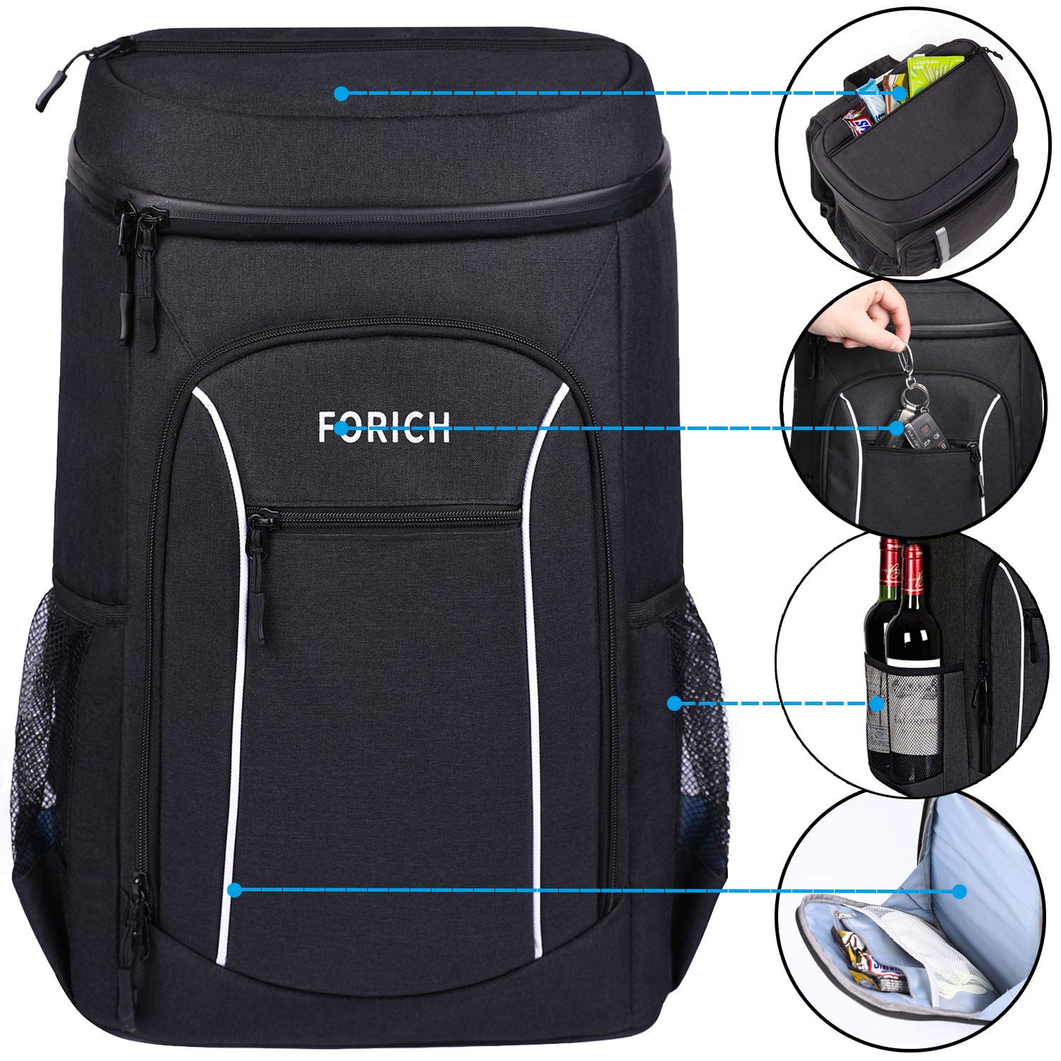 Snapklik.com : FORICH Insulated Cooler Backpack Lightweight Soft Cooler ...