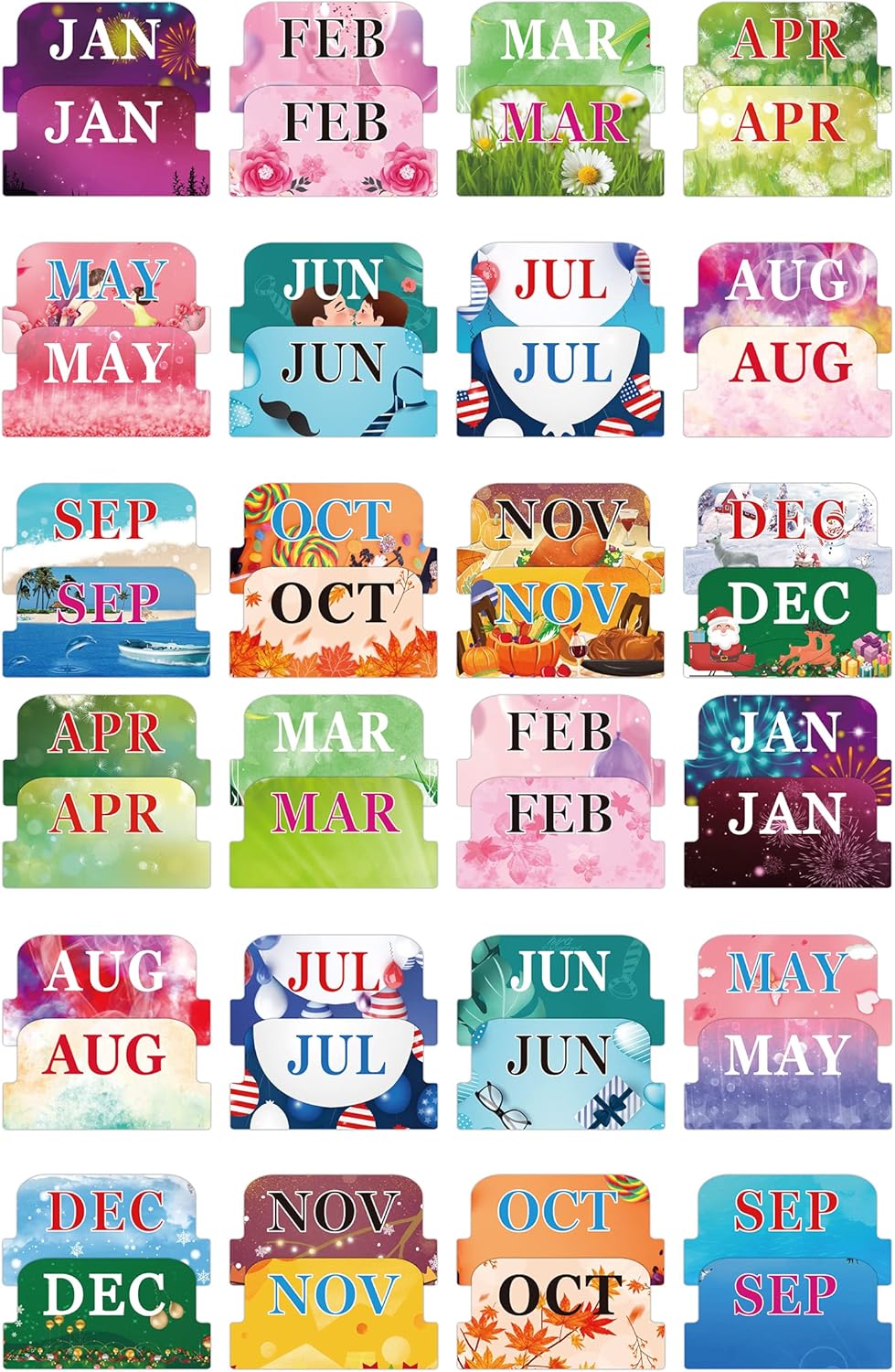 Amazon.com : 48 Pieces Colorful Monthly Adhesive Tabs, 2 Sheets Monthly ...