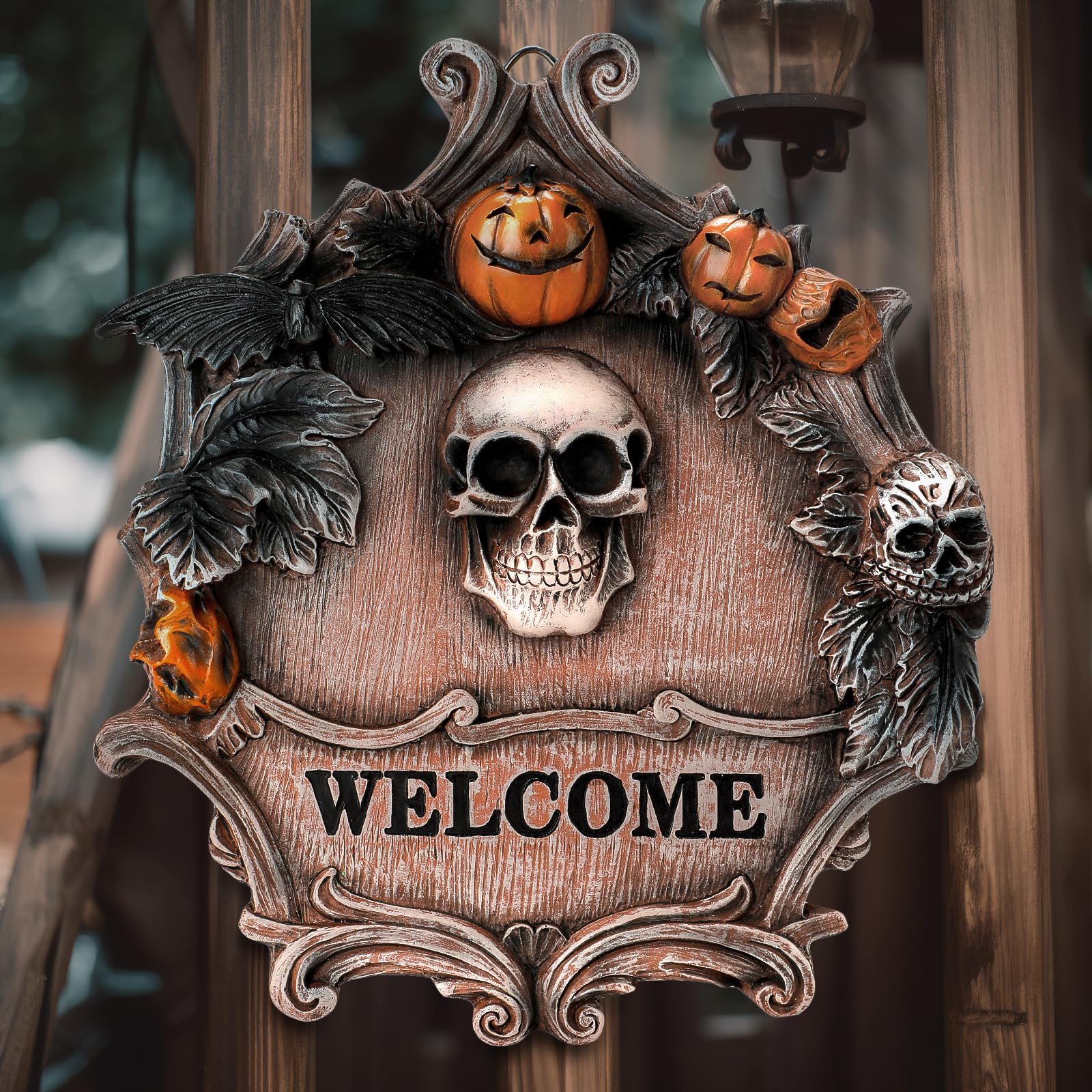 Halloween Decoration 3D Skeleton Welcome Sign Front Door Decoration ...