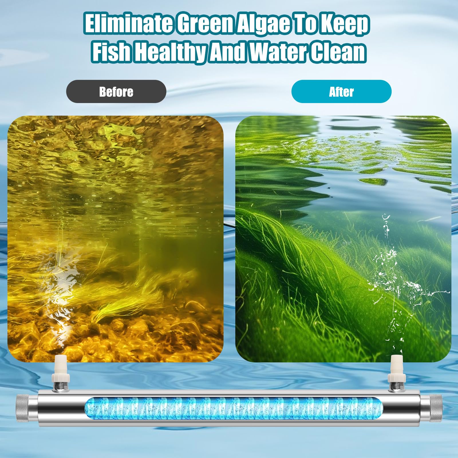 Snapklik.com : Tesiplz 12W Inline UV Light For Aquarium,Stainless Steel ...