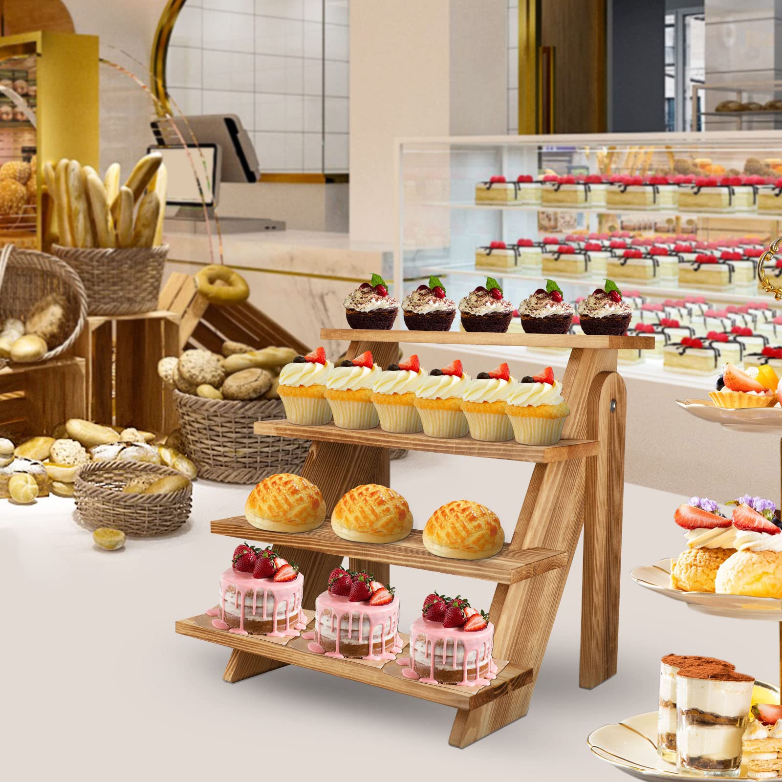 Wooden Cupcake Stand and Wood Display Stands for Products Vendor Events ...