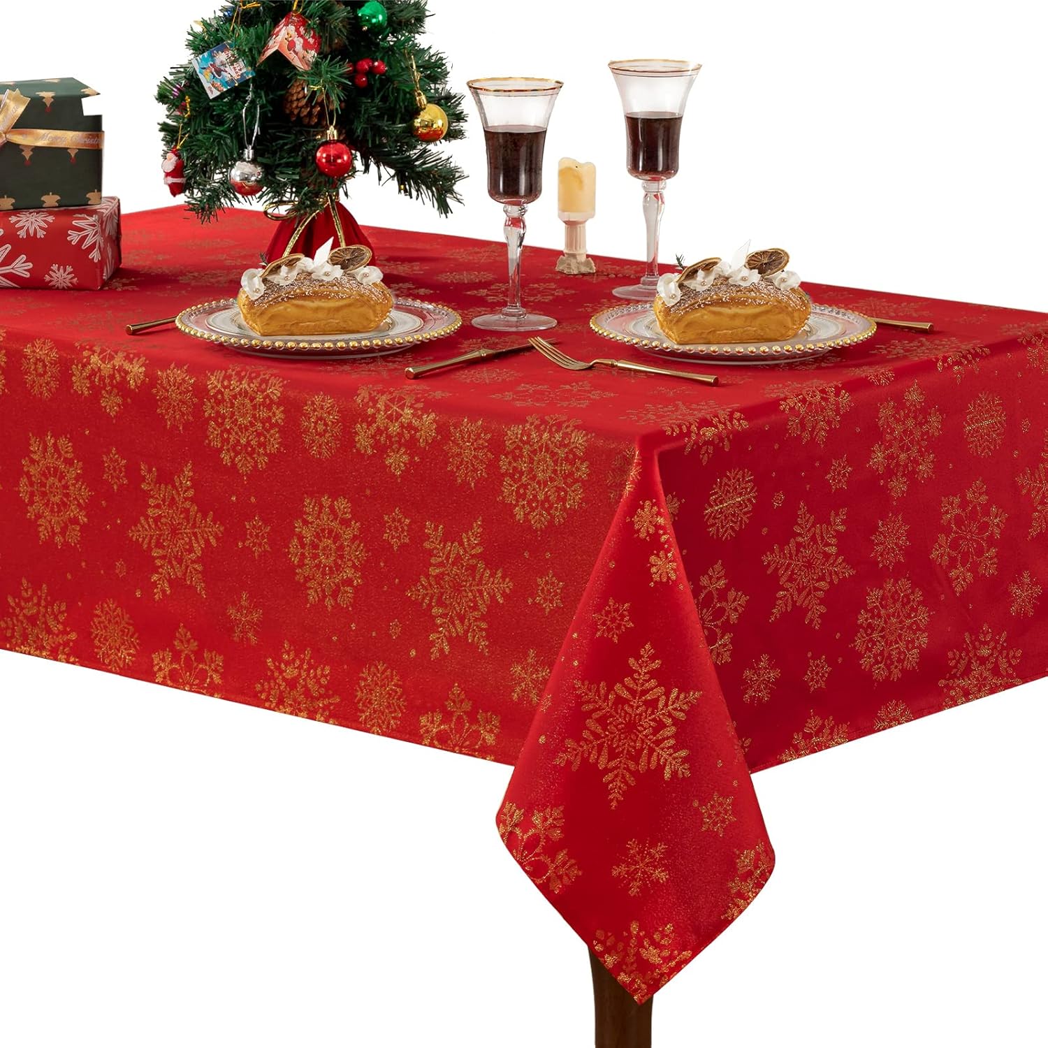 Amazon.com: joybest Snowflake Christmas Table Cloth, Sparkling ...
