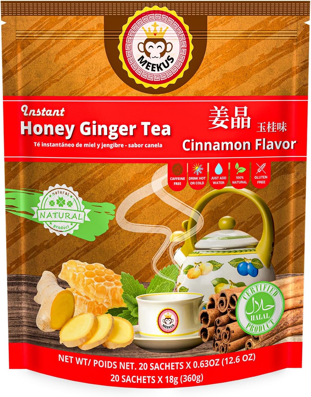 Amazon.com : Pocas Honey Ginger Tea - Instant Tea Powder Packets with ...