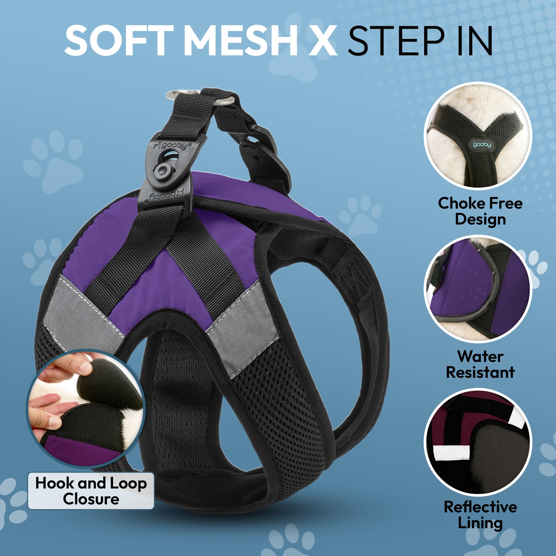 Snapklik.com : Gooby Soft Mesh X Step In Dog Harness - Purple