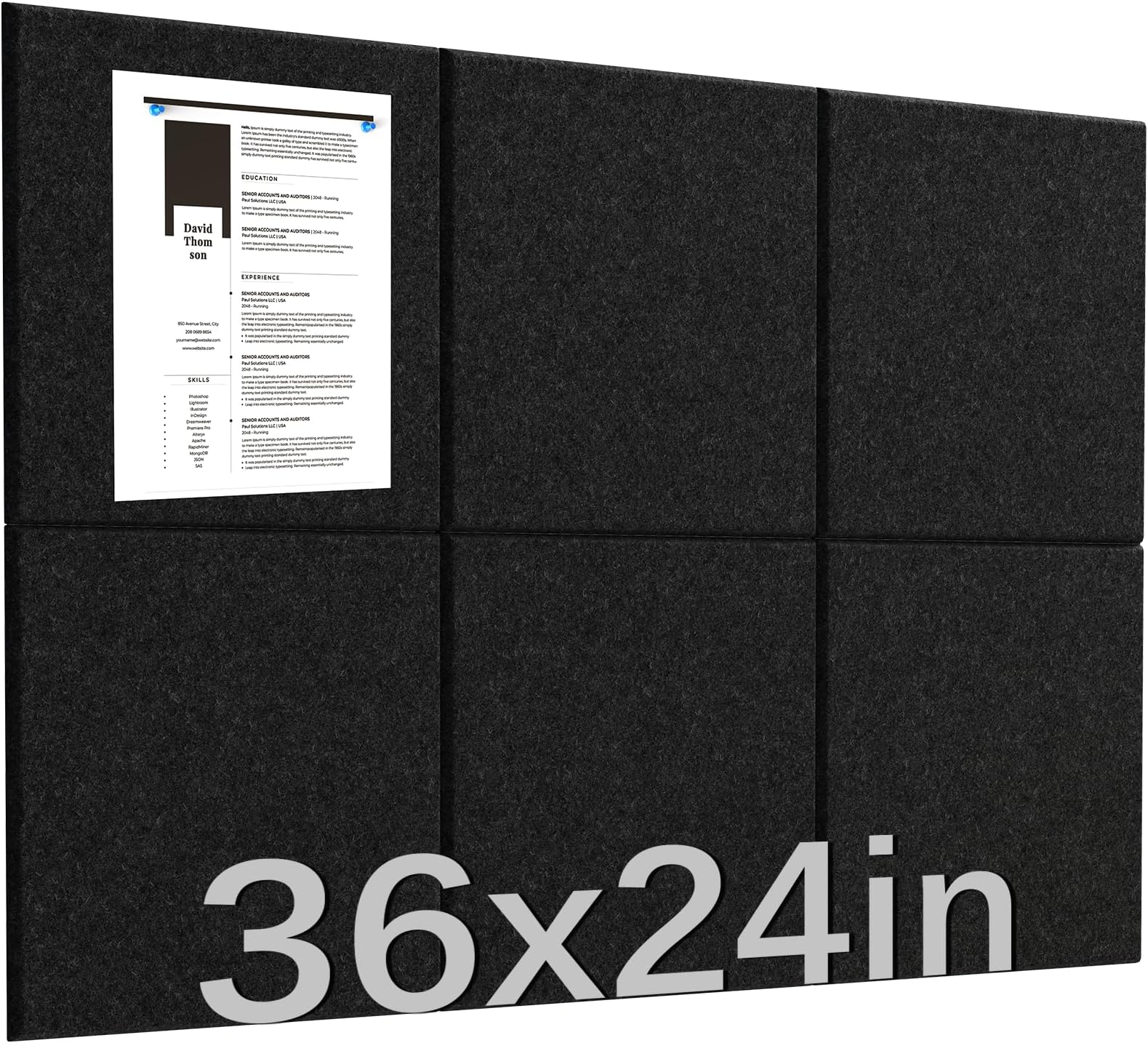 Amazon.com : Large Cork Board Felt Wall Tiles, 36"x24" 6 Pack ...