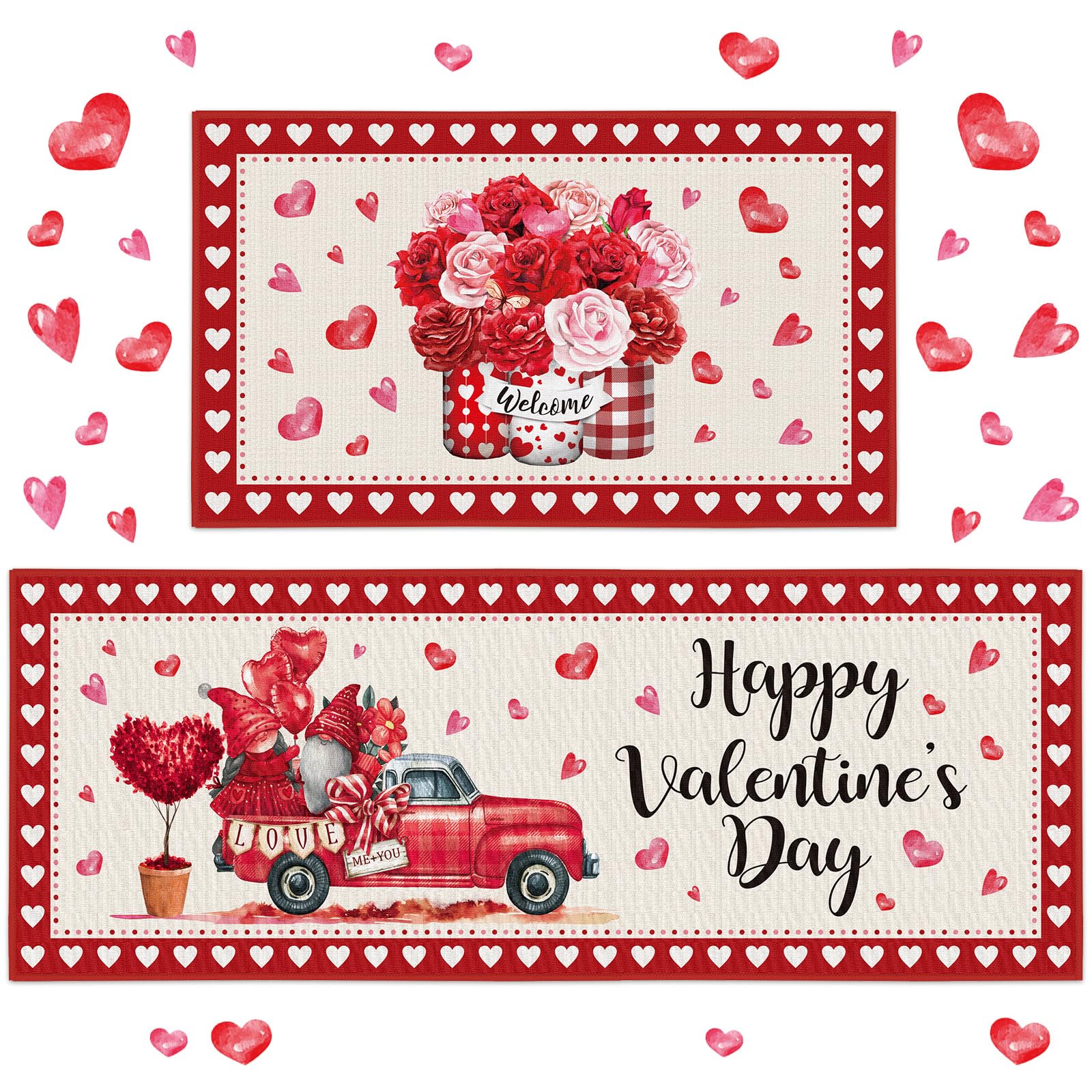 Amazon.com: Suttmin 2 Pieces Valentine's Day Kitchen Rugs Valentine's ...