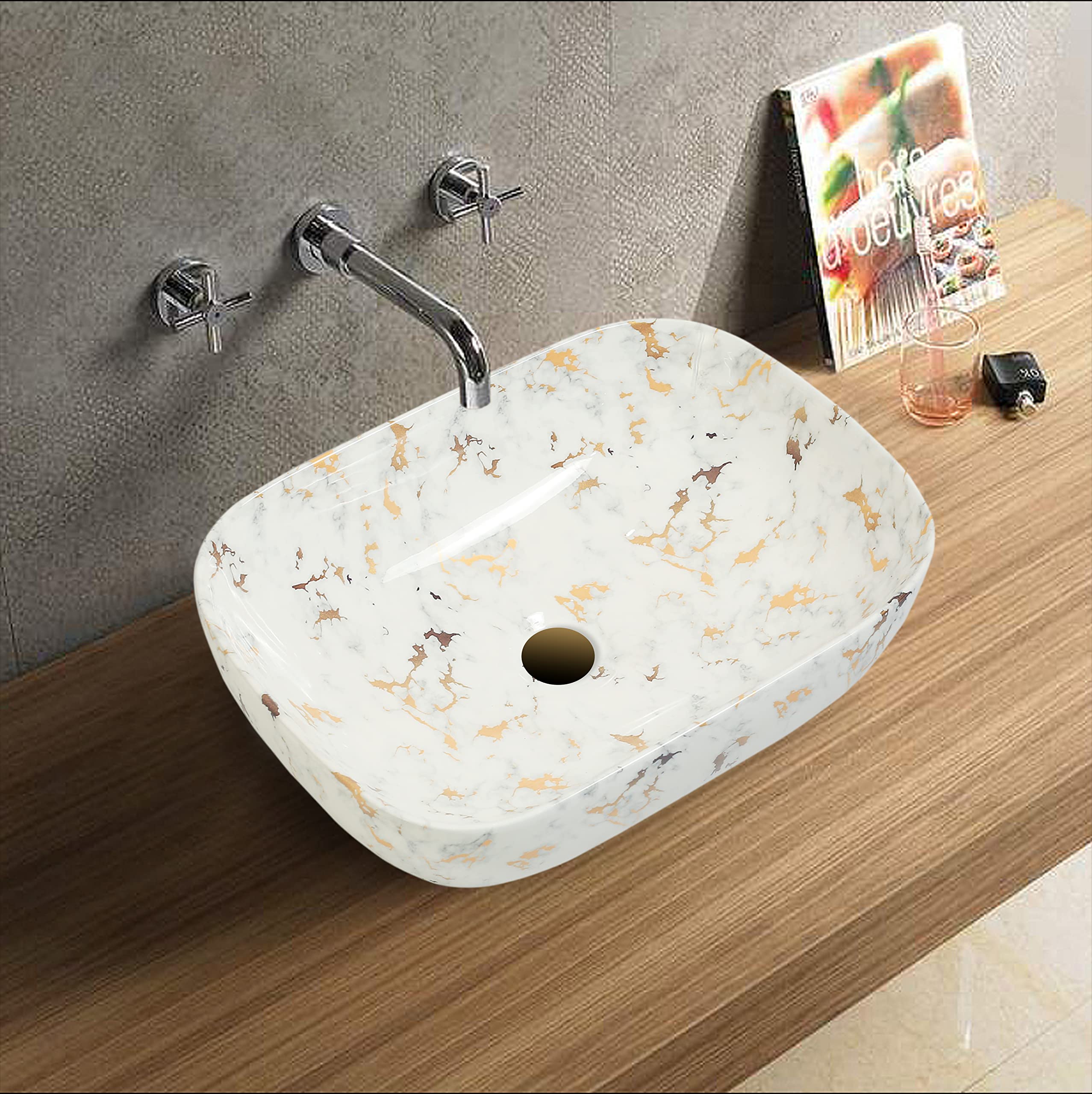 Buy REMOTION Designer Glossy Finish Table Top Ceramic Wash Basin Vessel ...