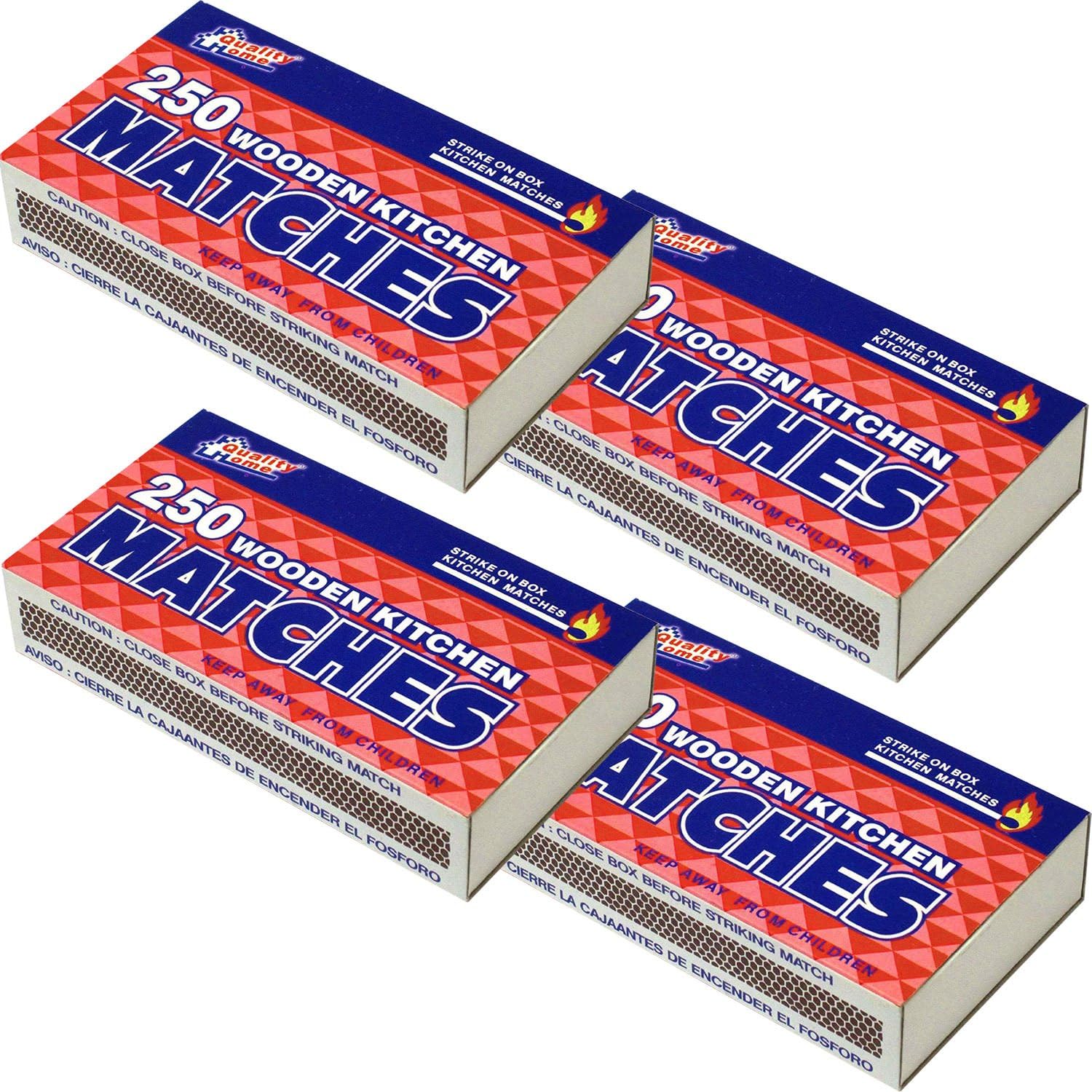 Amazon.com: 4 Packs Large Matches 250 Count Strike on Box Fire Starter ...