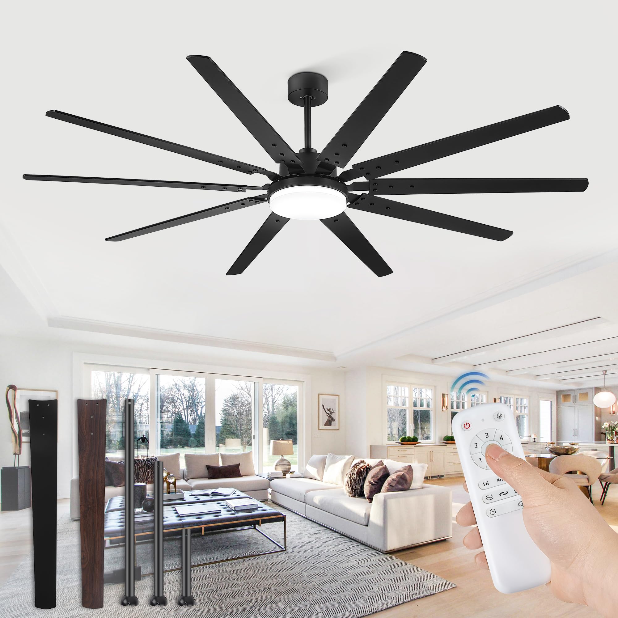 Amazon.com: 84 Inch Industrial Ceiling Fans with Lights, Large Ceiling ...
