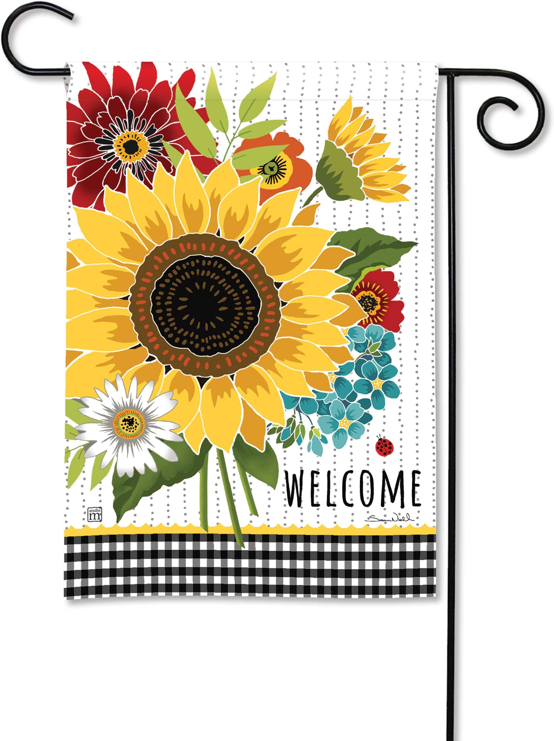 Amazon.com : BreezeArt - Sunflower Checks Decorative Garden Flag 12x18 ...