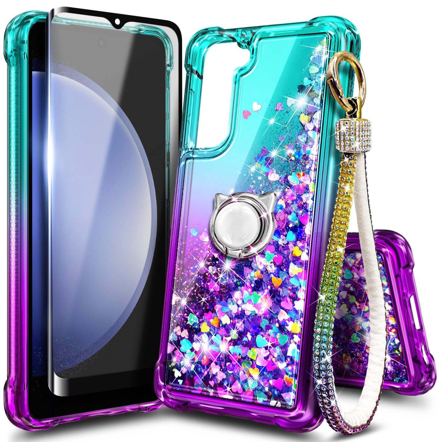 Amazon.com: WDHD Designed for Samsung Galaxy S24 FE Case, Glitter Floating Liquid Cute Phone ...