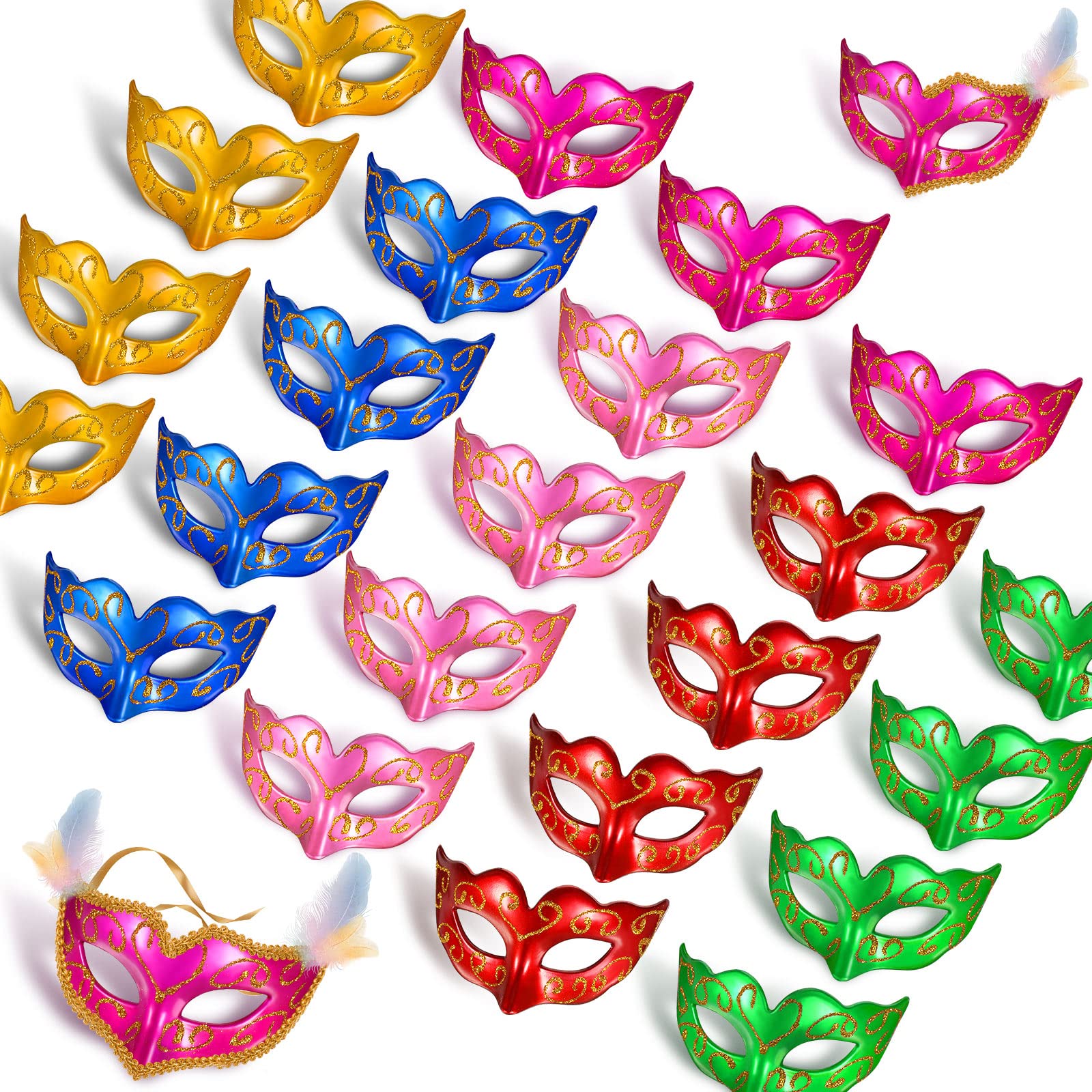 Snapklik.com : 24 Pcs Colorful Mini Masks Masquerade Small Mardi Gras ...