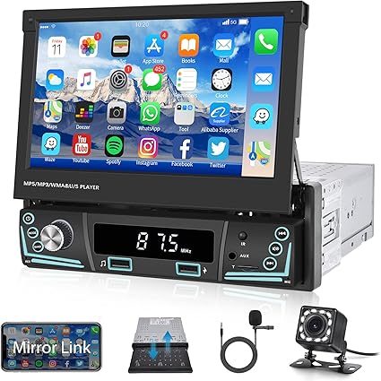 Single Din Flip Out Car Stereo with Bluetooth, 7'' Touch Screen Radio ...