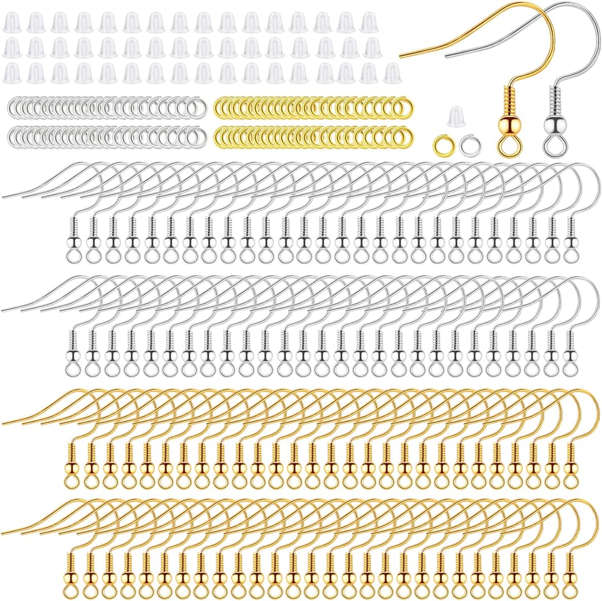 400 Pcs Earring Hooks Ear Wires Hooks Fish Hook Earring Making Supplies ...