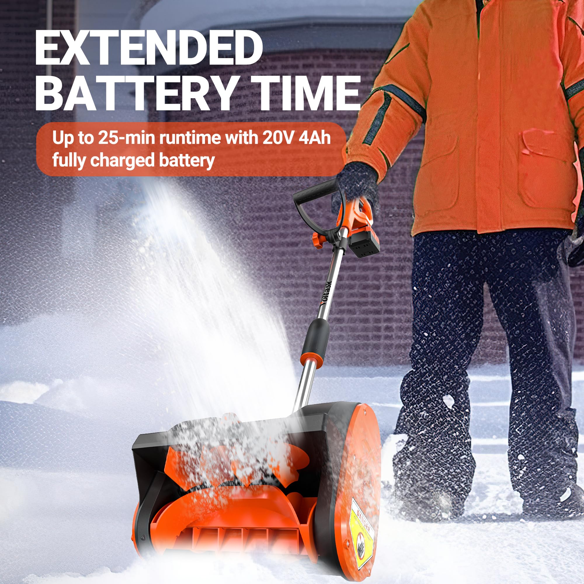VOLTASK Cordless Snow Shovel, 20V | 12-Inch Cordless Snow Blower ...