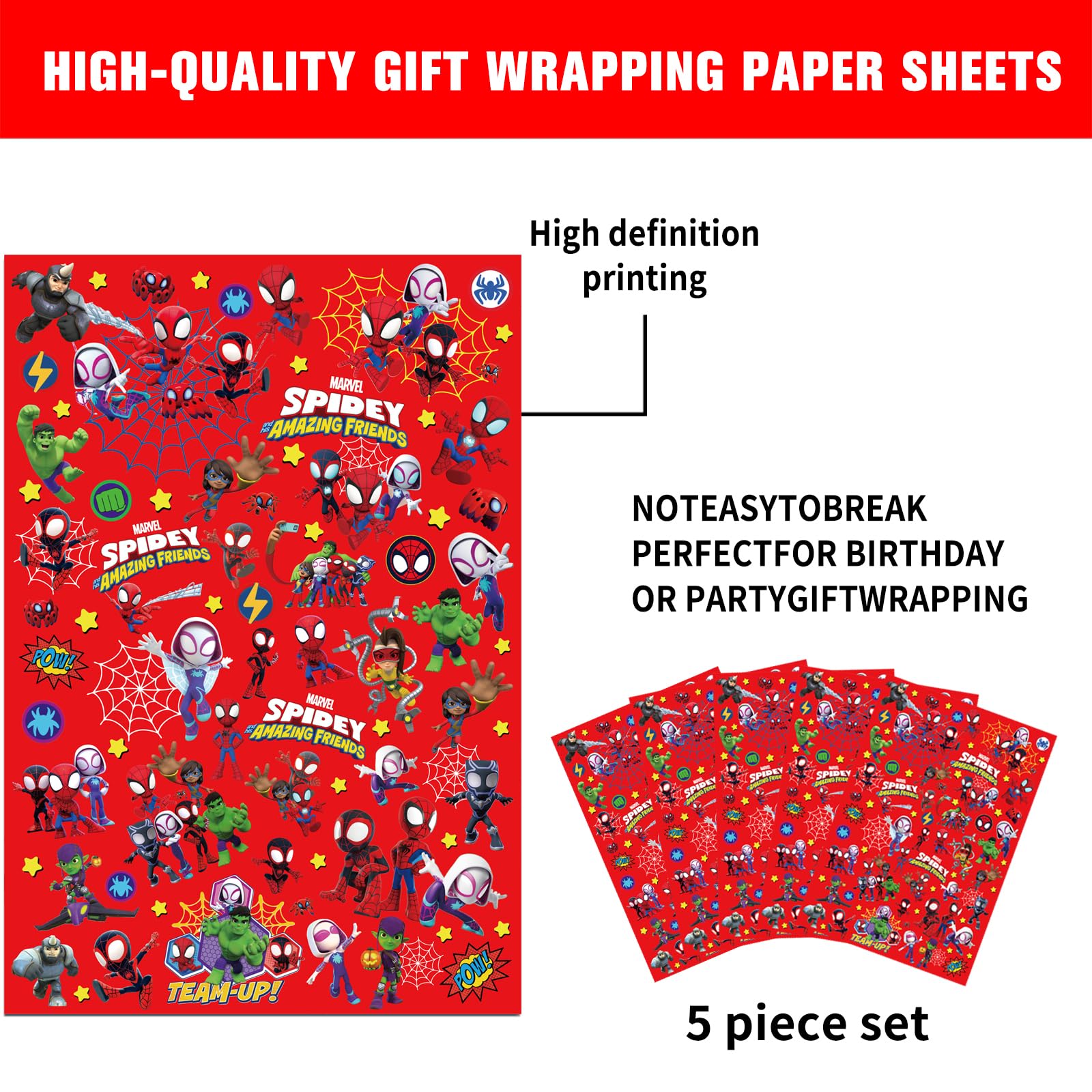 Snapklik.com : 5 Pcs Spidey Wrapping Paper Spidey And His Amazing ...