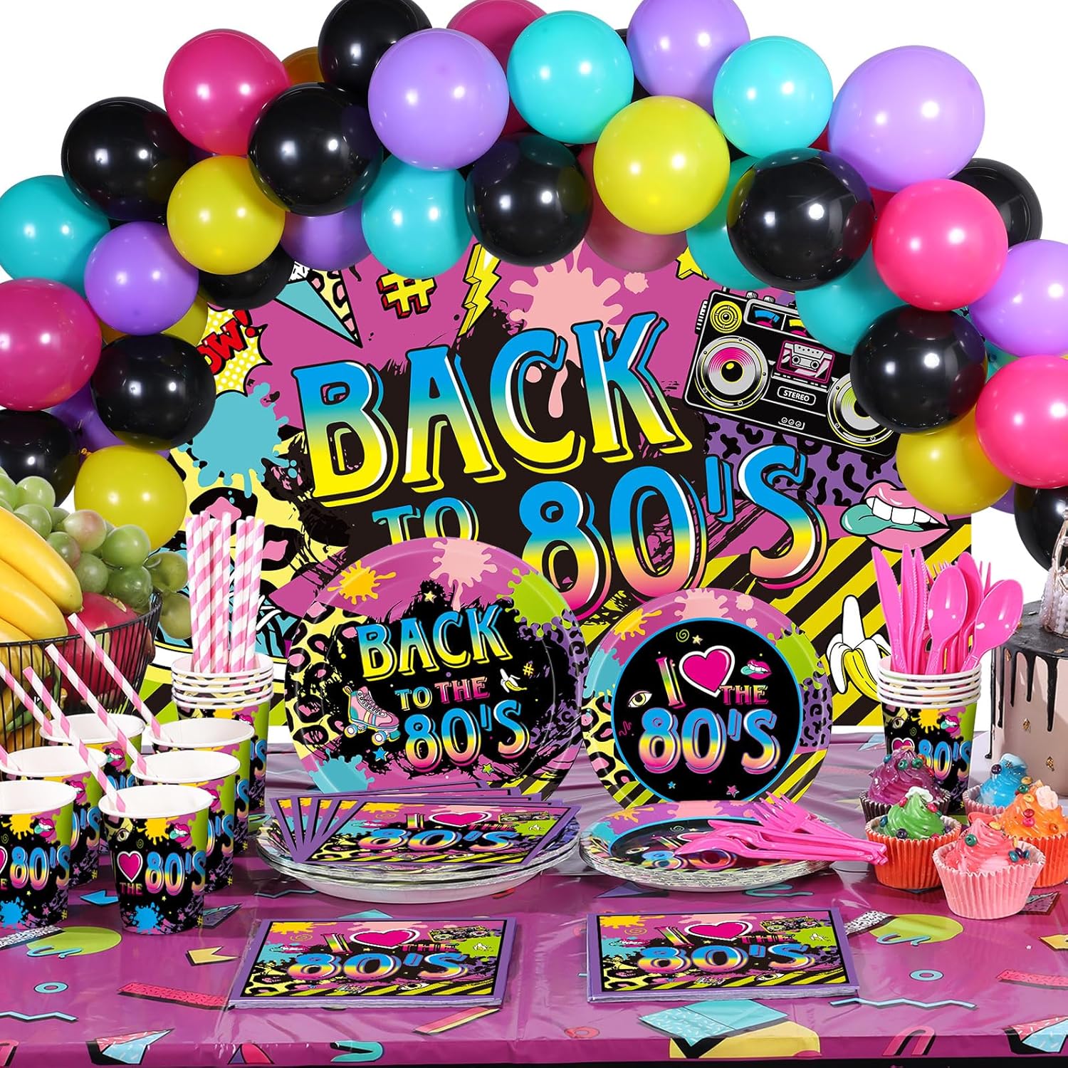 Amazon.com: Chengu 176 Pcs 80s Party Decorations - 80s 90s Theme ...