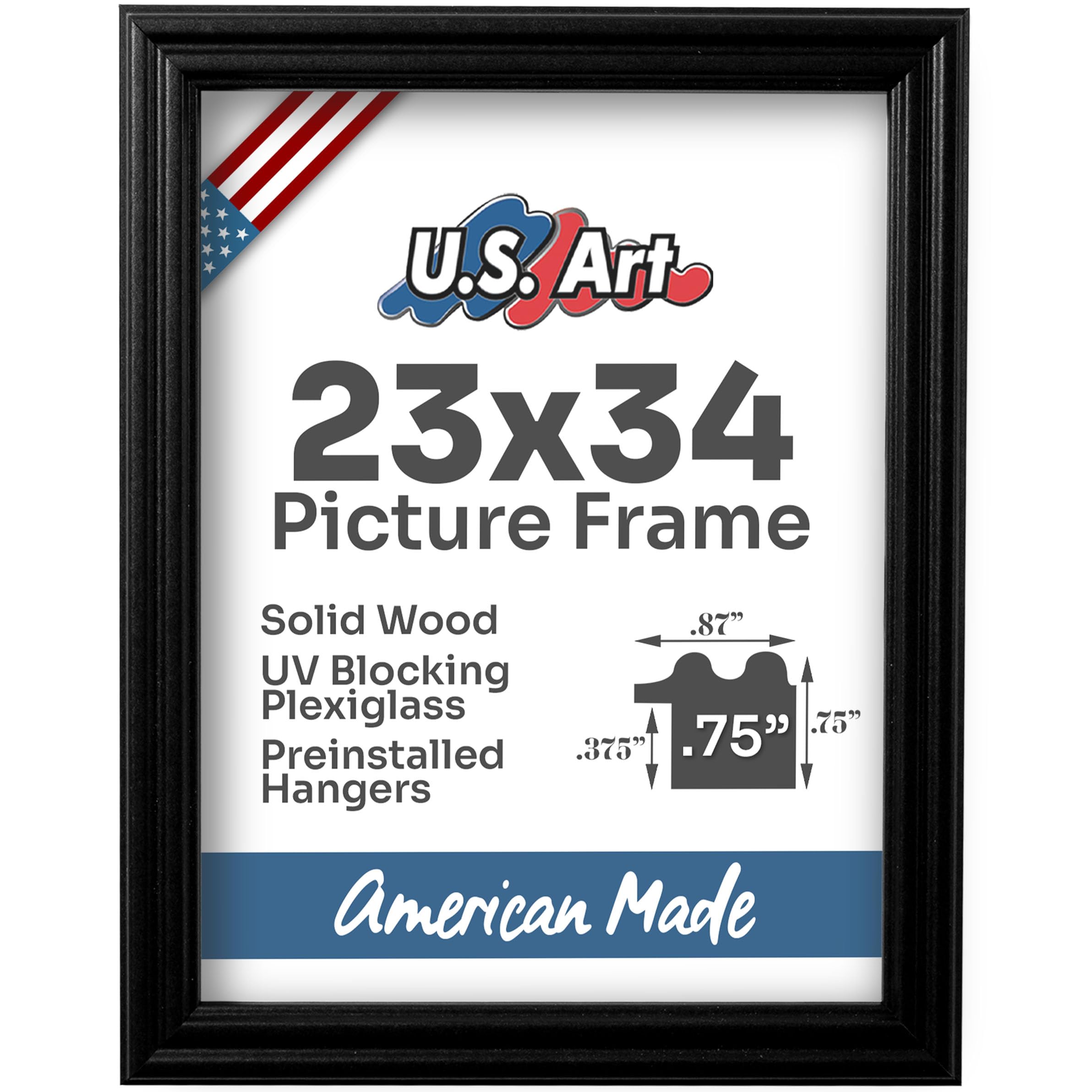 Amazon.com - US Art 23x34 Black 0.75 in Wooden Photo Picture Poster ...