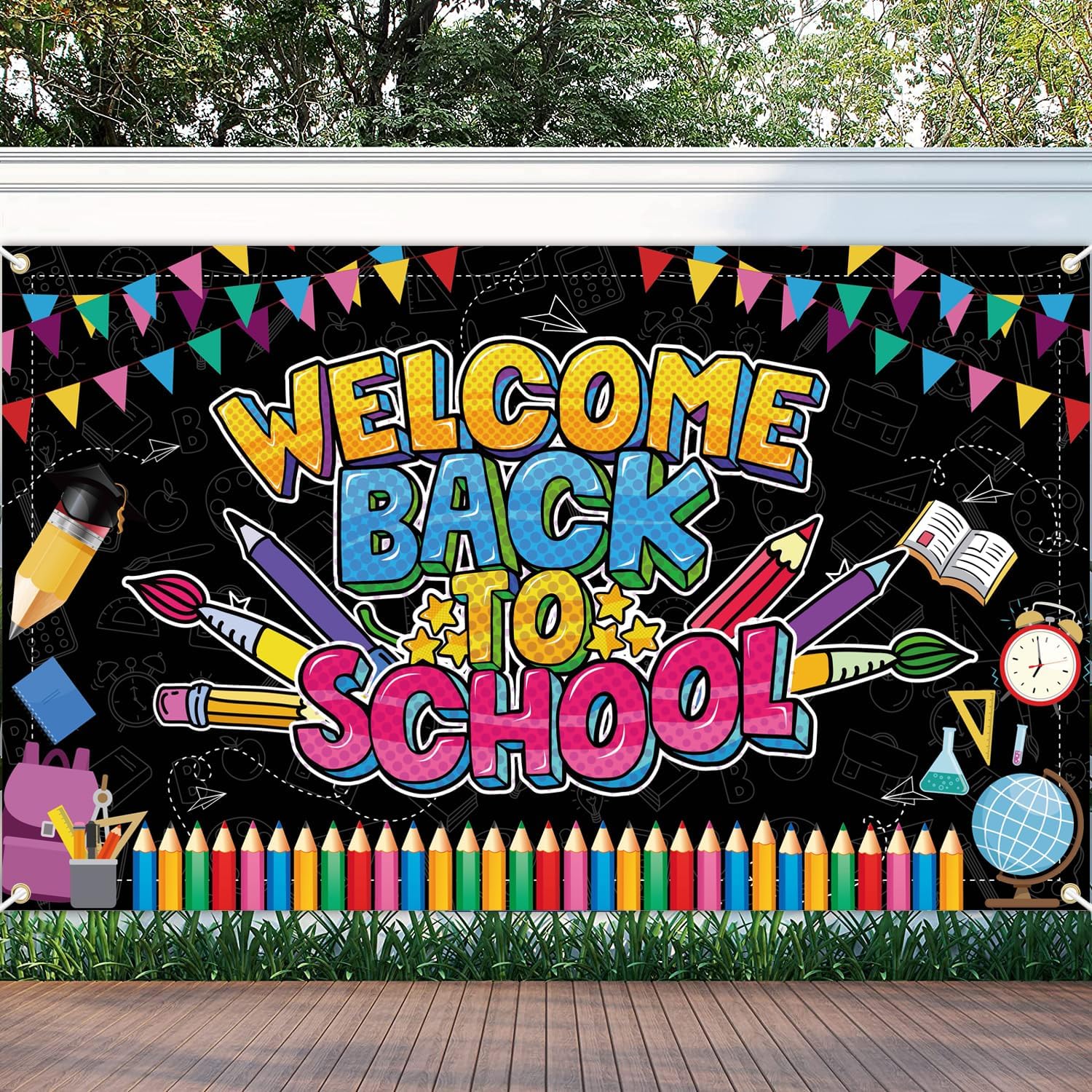 Amazon.com: Welcome Back to School Backdrop Banner, Back to School ...