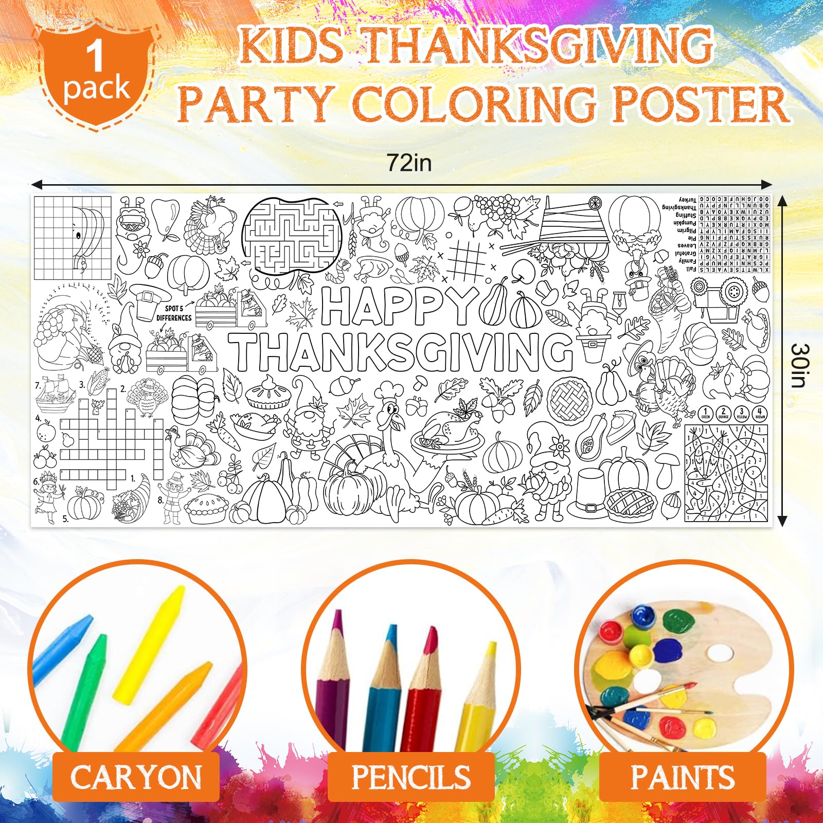 Coloring Table Cloth For Kids Thanksgiving Giant For Kids Fall Coloring ...