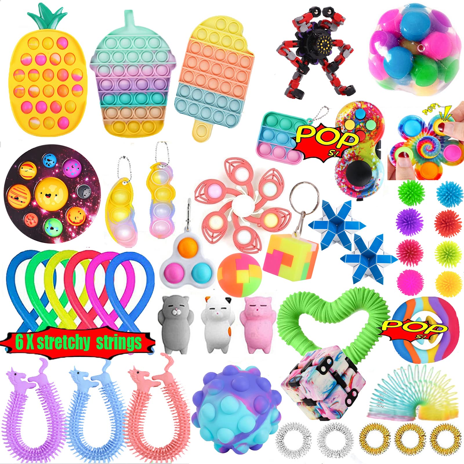 47pcs Tik Tok Fidget Toys Pack Sensory Fidget Toys Push | Desertcart ...