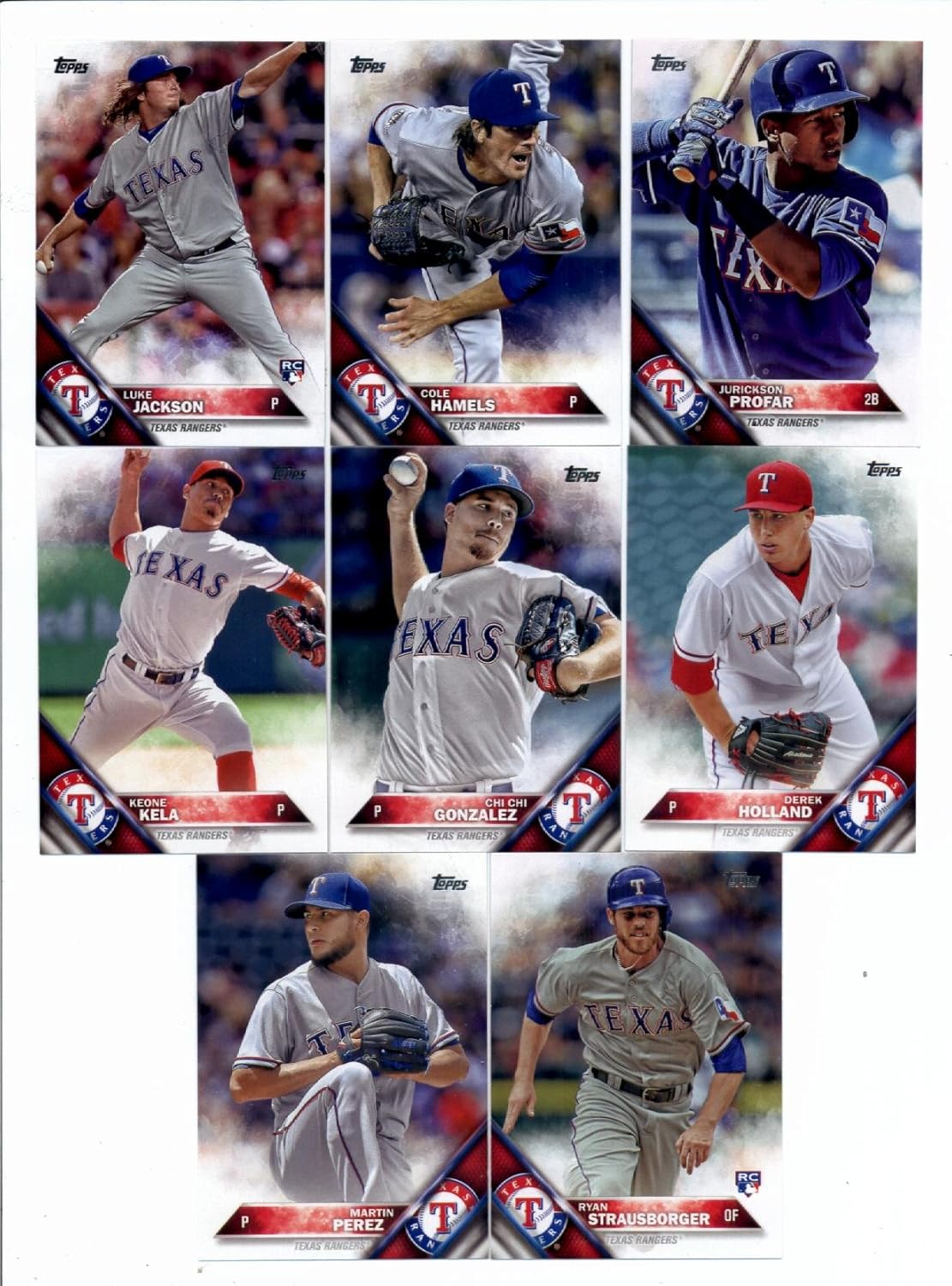Amazon.com: 2016 Topps Series 2 Baseball Texas Rangers Team Set of 17 ...