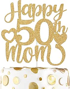 Amazon.com: Happy 50th Mom Cake Topper, Happy 50th Birthday for Mother ...