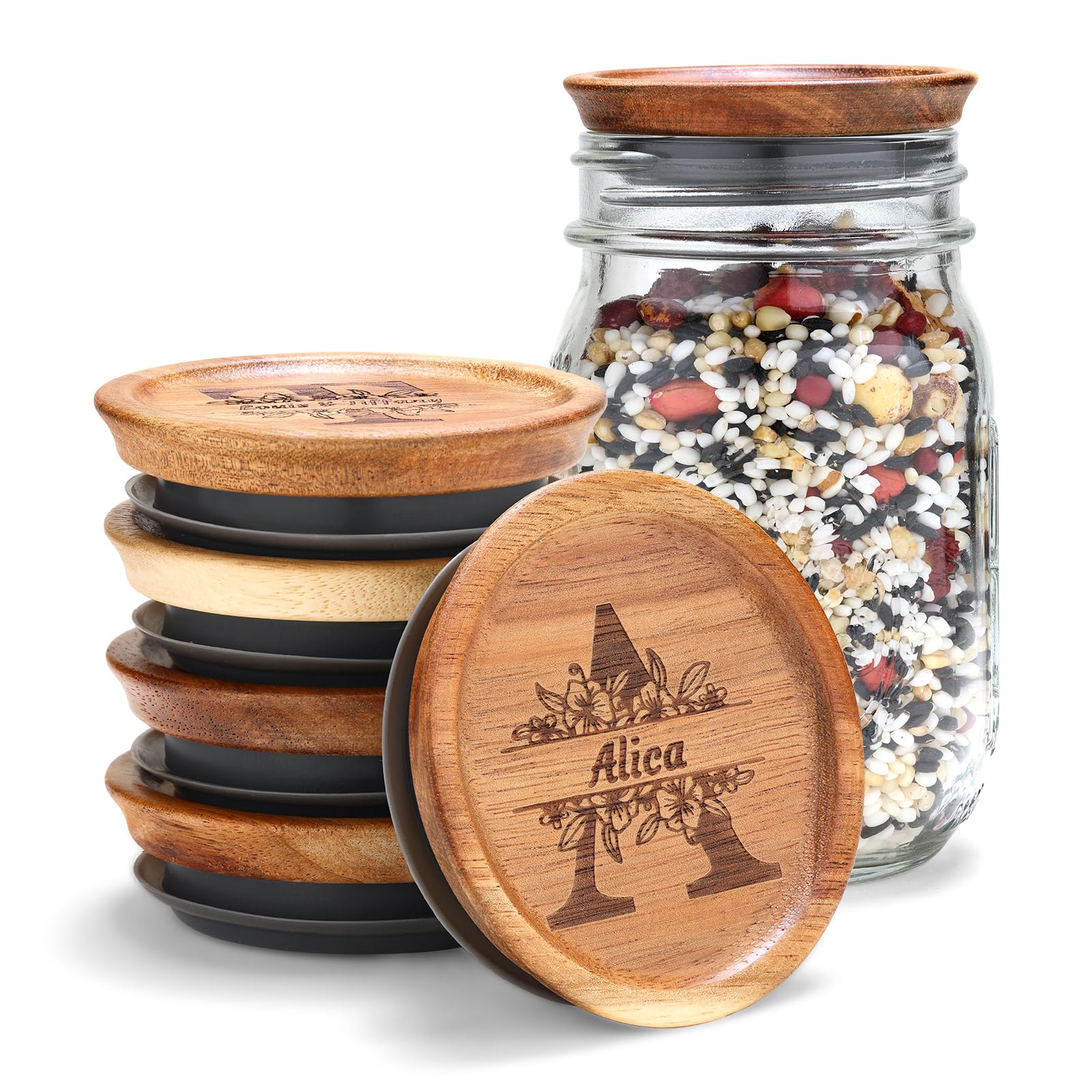 Amazon.com: 6 Pack Regular Mouth Mason Jar Lids, Personalized ...